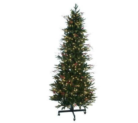 Bethlehem Lights 7.5' Berry & Pine Scottsdale Slim Tree - QVC.com