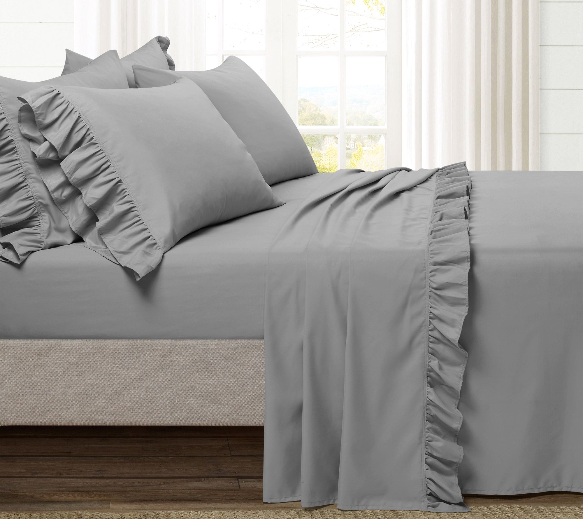 Reyna Ruffle 6Pc Queen Sheet Set by Lush Decor - QVC.com