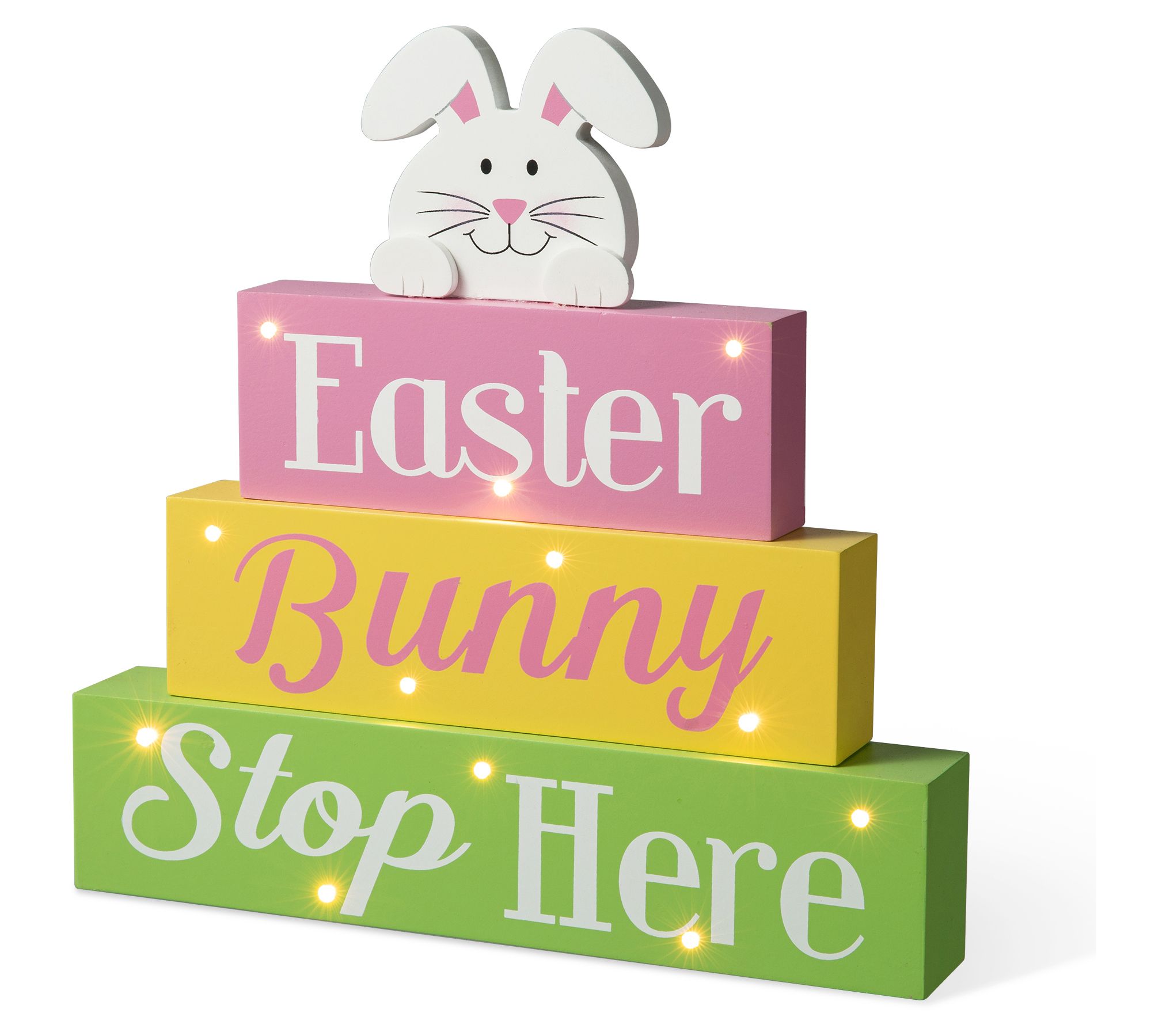 Glitzhome 12" Easter LED Lighted Wooden Bunny Block Word Sign - QVC.com