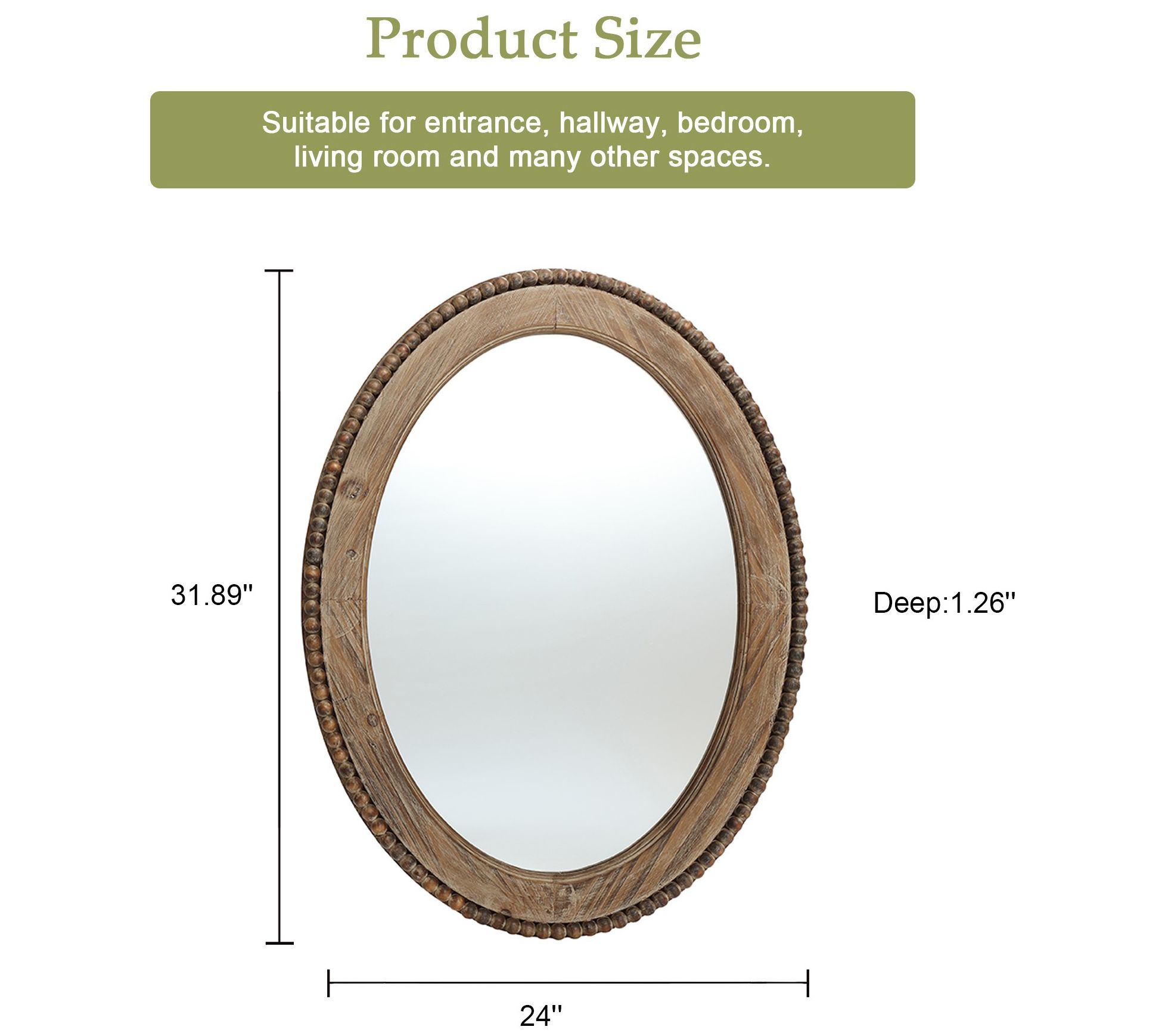 LuxenHome Cameo Wood Framed 32-Inch Oval Wall Mirror - QVC.com