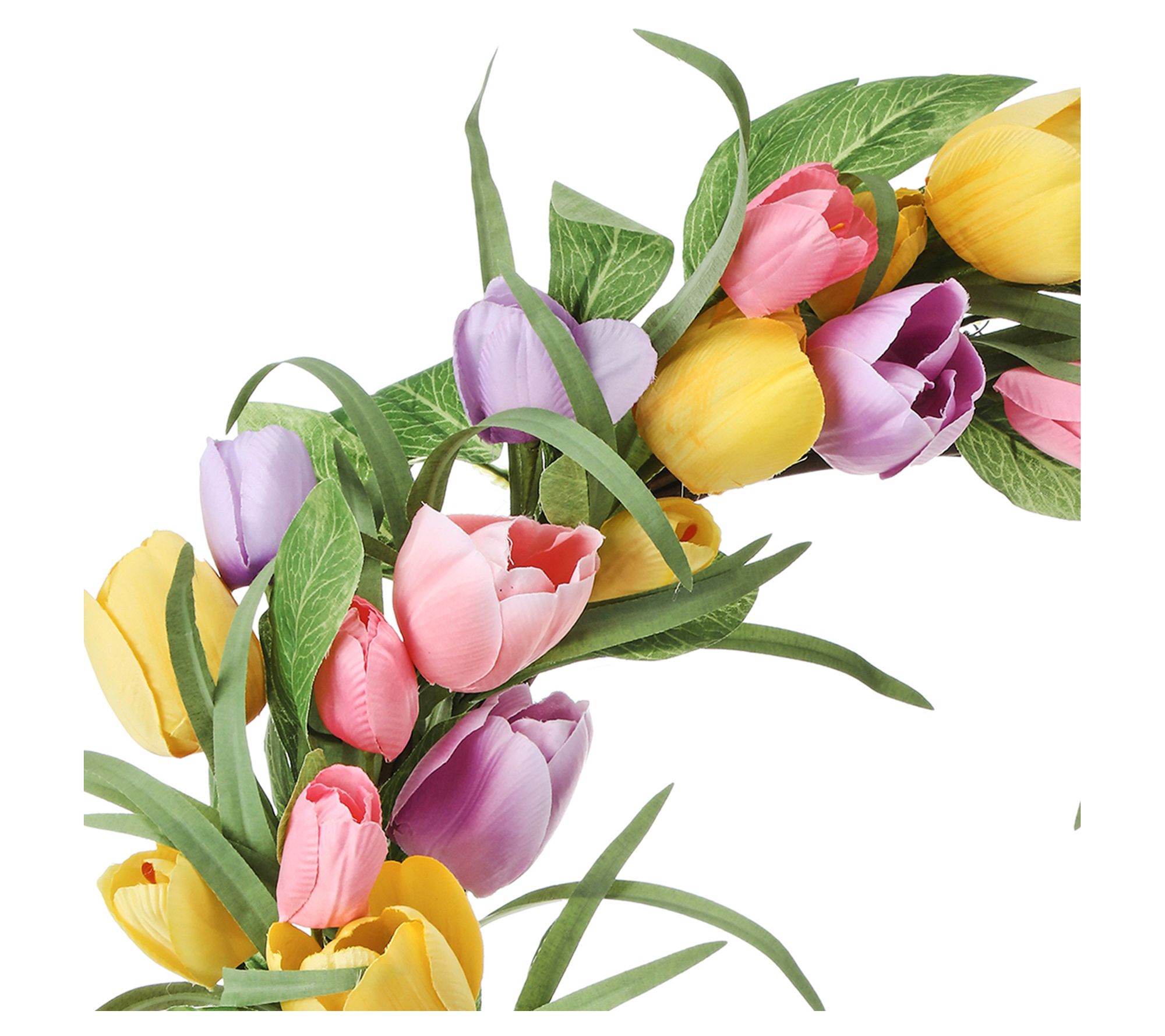 Tulip Garden Wreath 24" By Valerie - QVC.com
