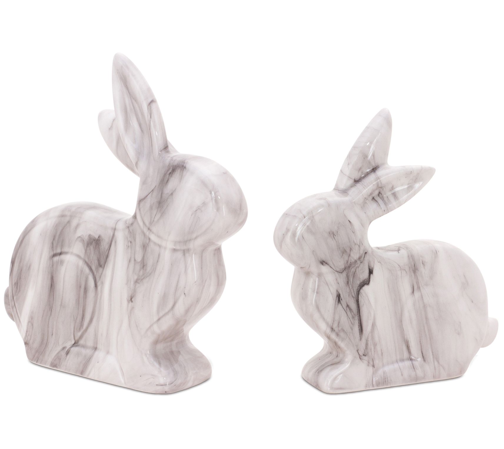 Melrose Marble Print Rabbit Decor (Set of 2) - QVC.com