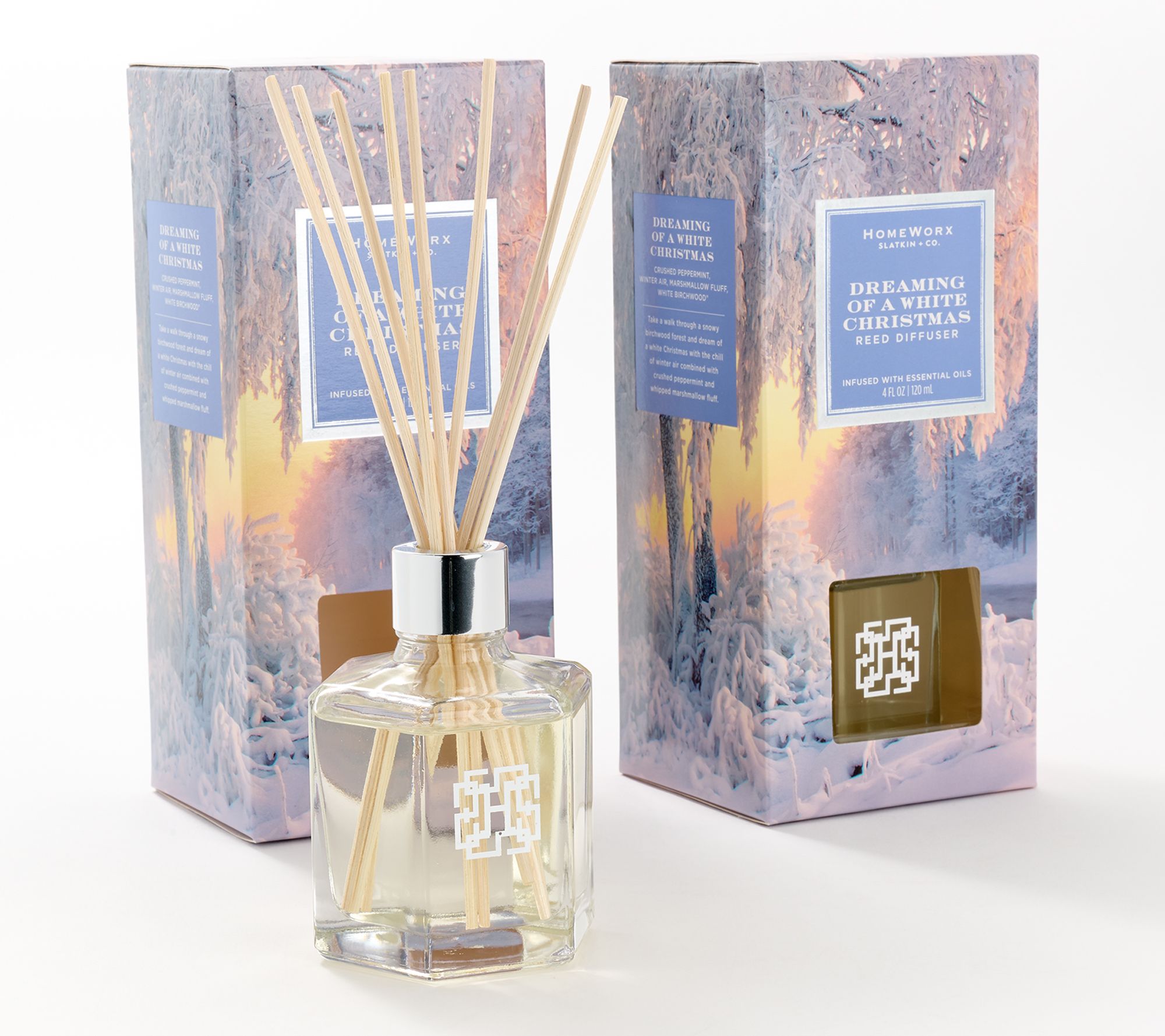 HomeWorx by Slatkin + Co. S/2 White Christmas Reed Diffusers - QVC.com