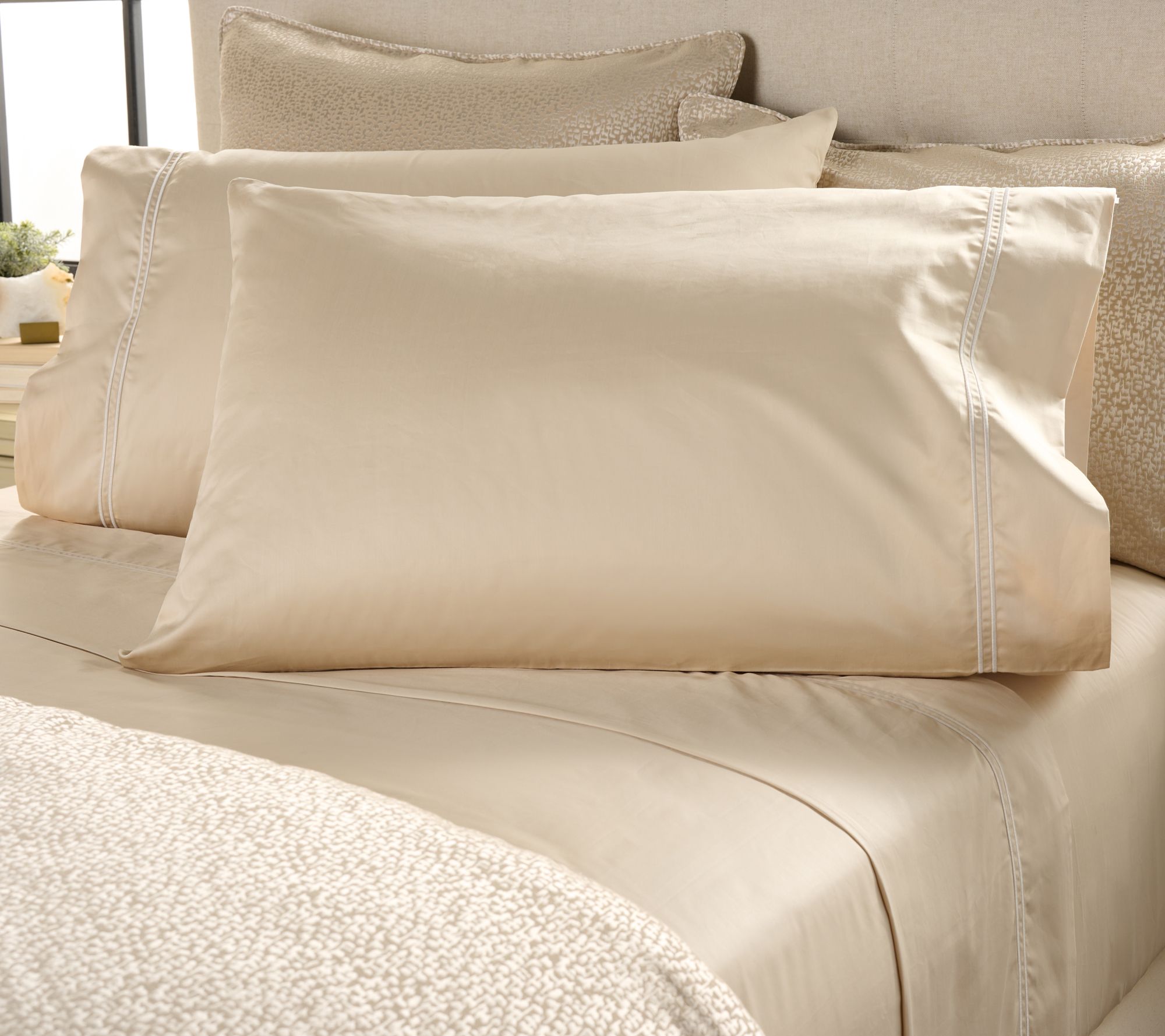 Northern Nights Signature Double Baratta Stripe Sateen Sheet Set - QVC.com