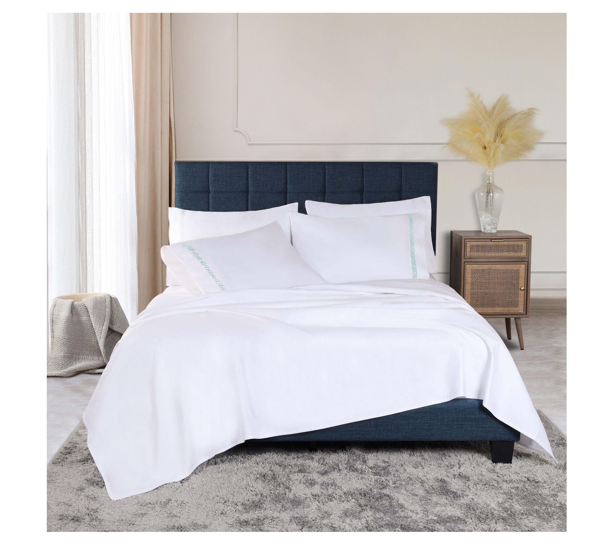 Superior Egyptian Cotton Embroidered Sheet Set,Full - QVC.com