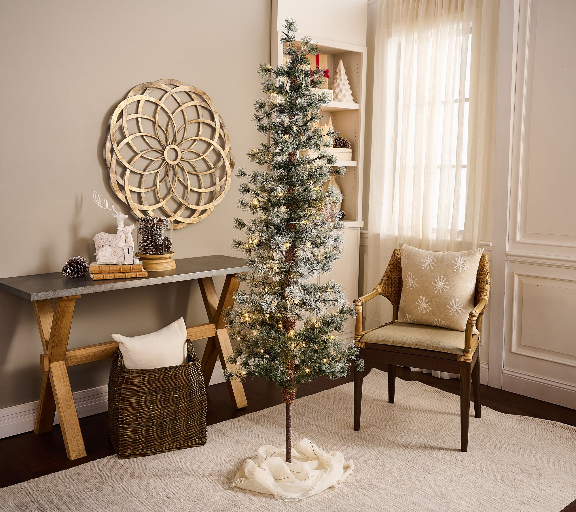 "As Is" 6' Illuminated Snowy Pine Tree with Remote by Valerie - QVC.com