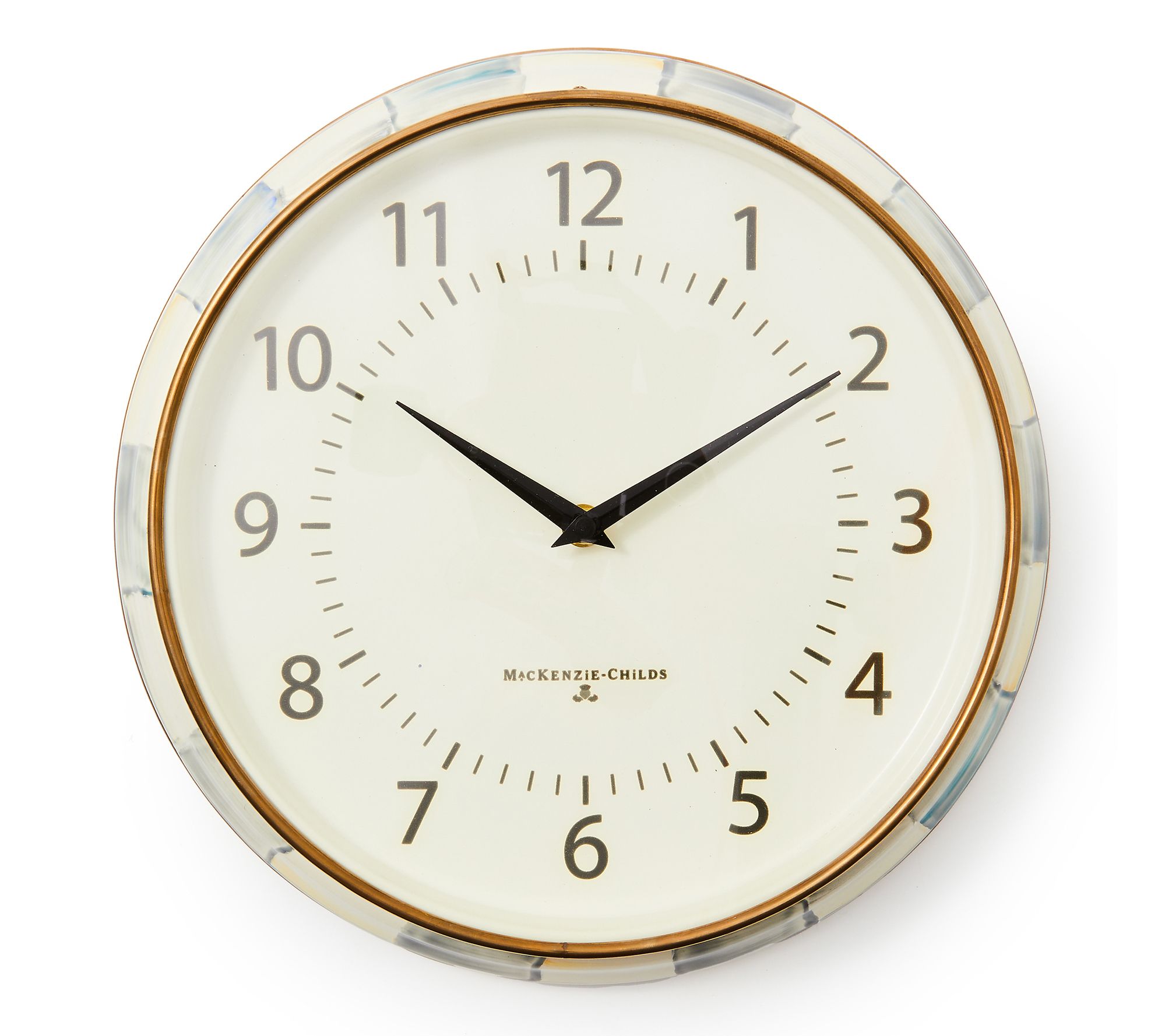 MacKenzie-Childs Sterling Check School Wall Clock - QVC.com