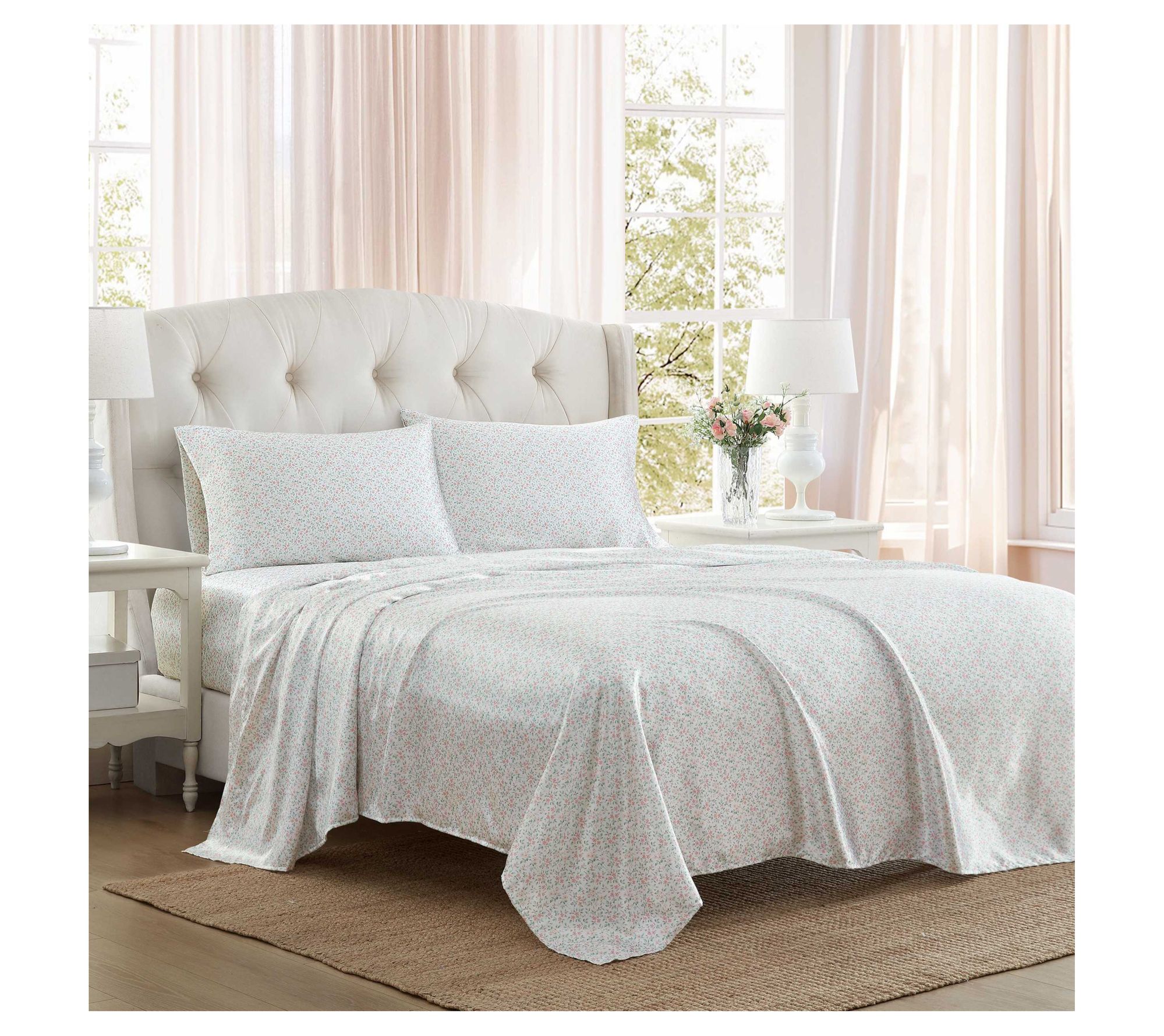 Laura Ashley Tierney Pink-Floral King Sheet Set - QVC.com