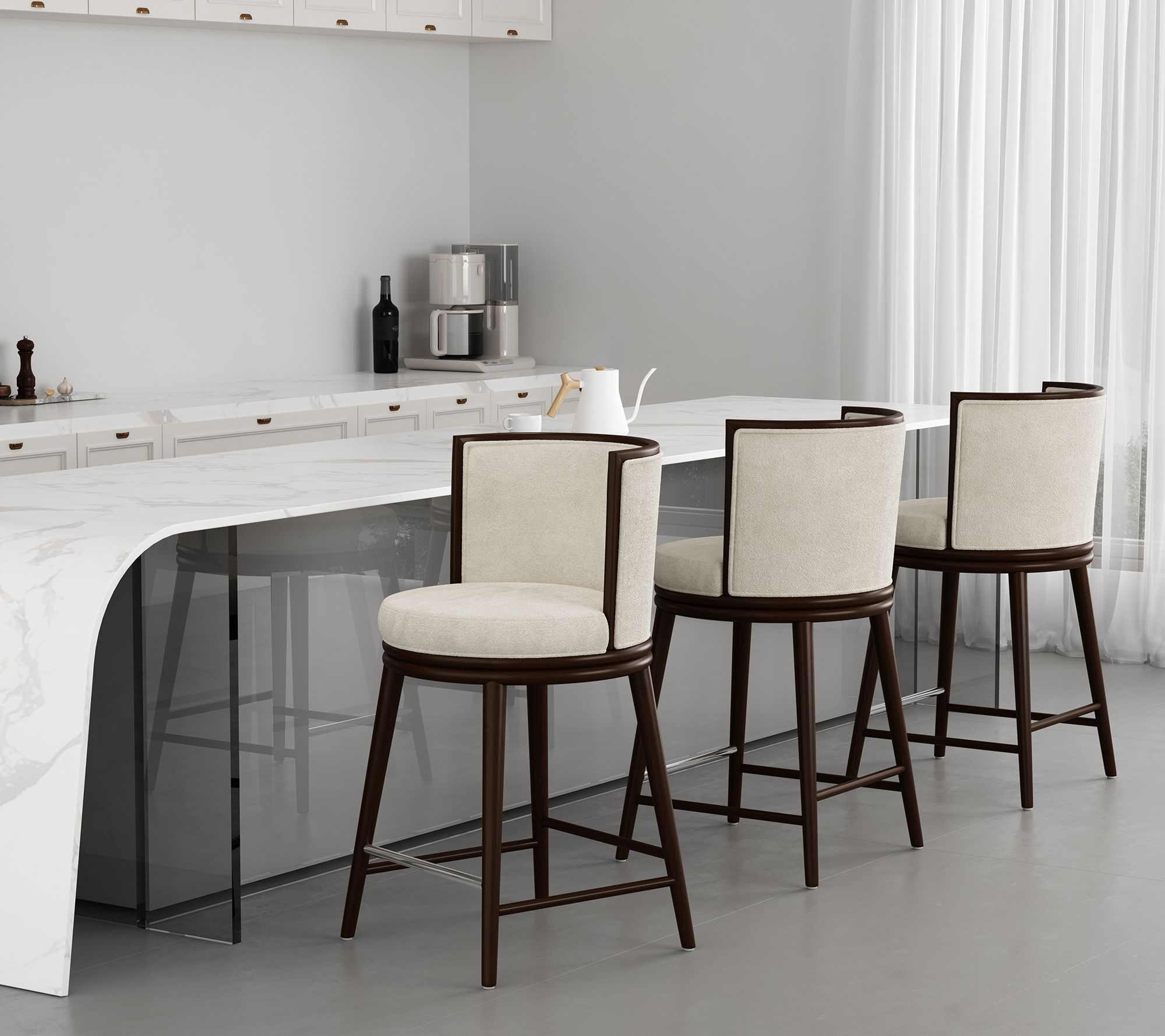 Manhattan Comfort Evalyn Counter Stool - Set of3 - QVC.com
