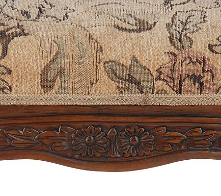 Thomas Pacconi Hand Carved Upholstered Queen Anne Bench - QVC.com