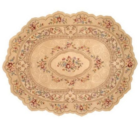 Royal Palace Graceful Scallop 8'x10'6 Oval Handmade Wool Rug — QVC.com