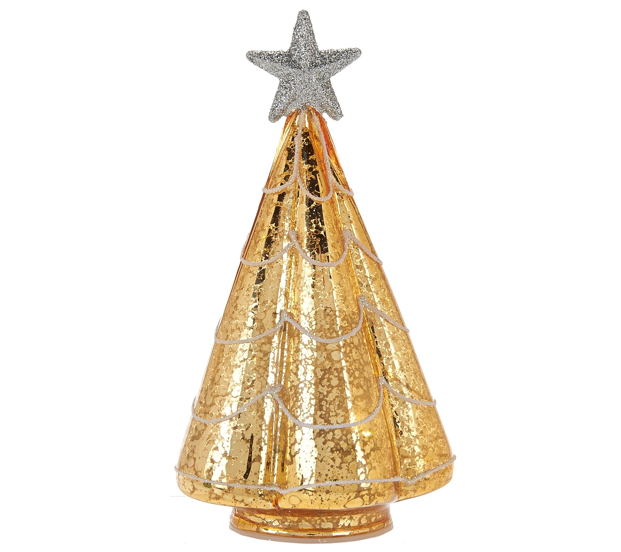 Kringle Express S/5 Illuminated Mercury Glass Trees with Gift Boxes ...