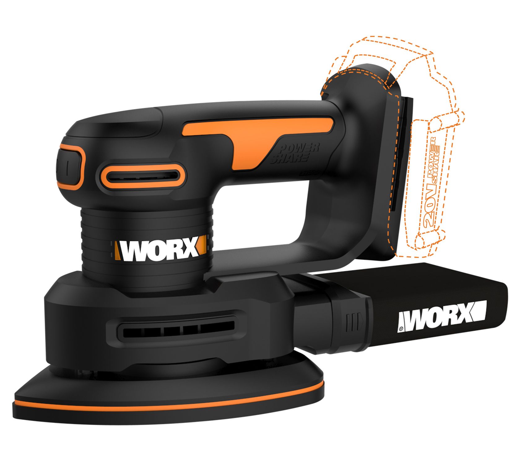 WORX POWER SHARE 20V Cordless Detail Sander Too l Only - QVC.com