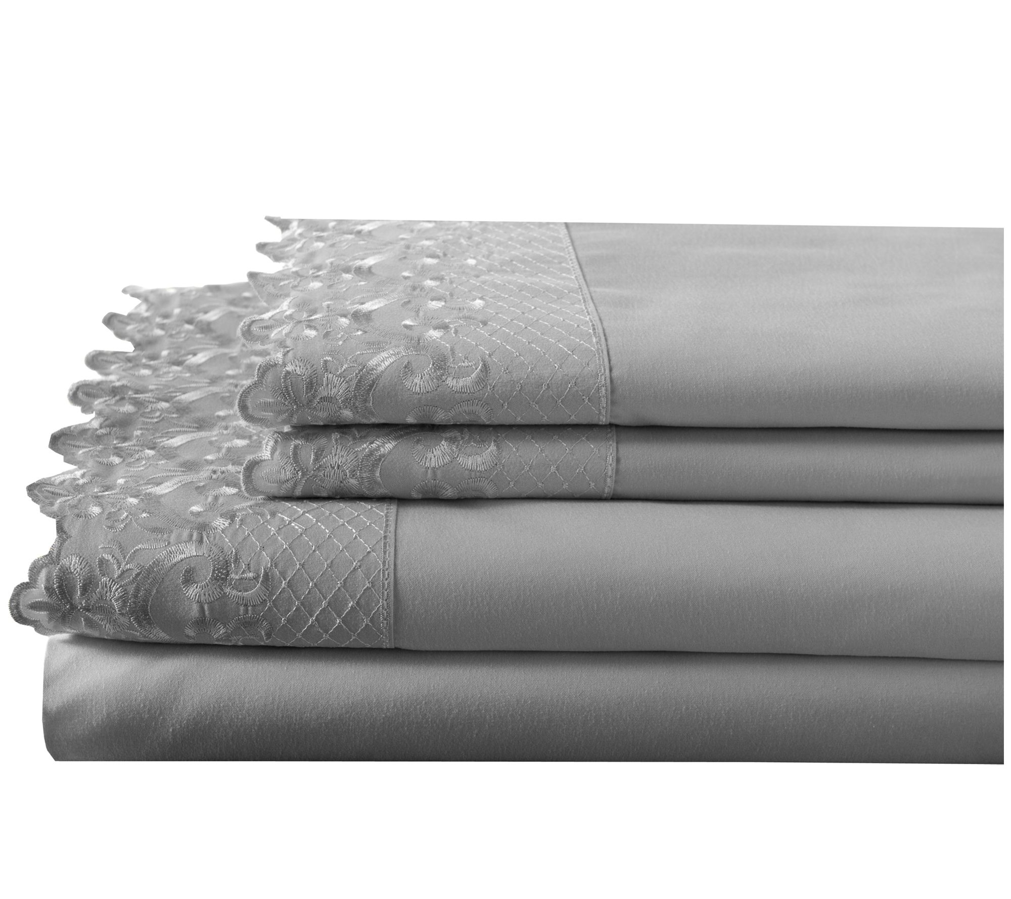 Elite Home Microfiber Hotel Lace Sheet Set Full - QVC.com