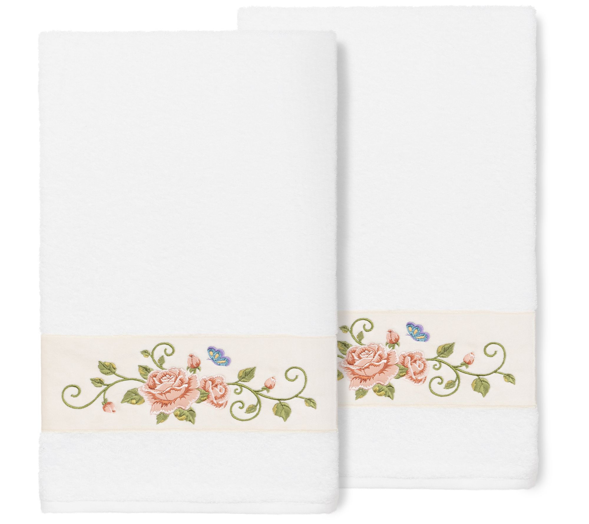 Linum Home Textiles Rebecca 2pc Embellished Bath Towel Set QVC