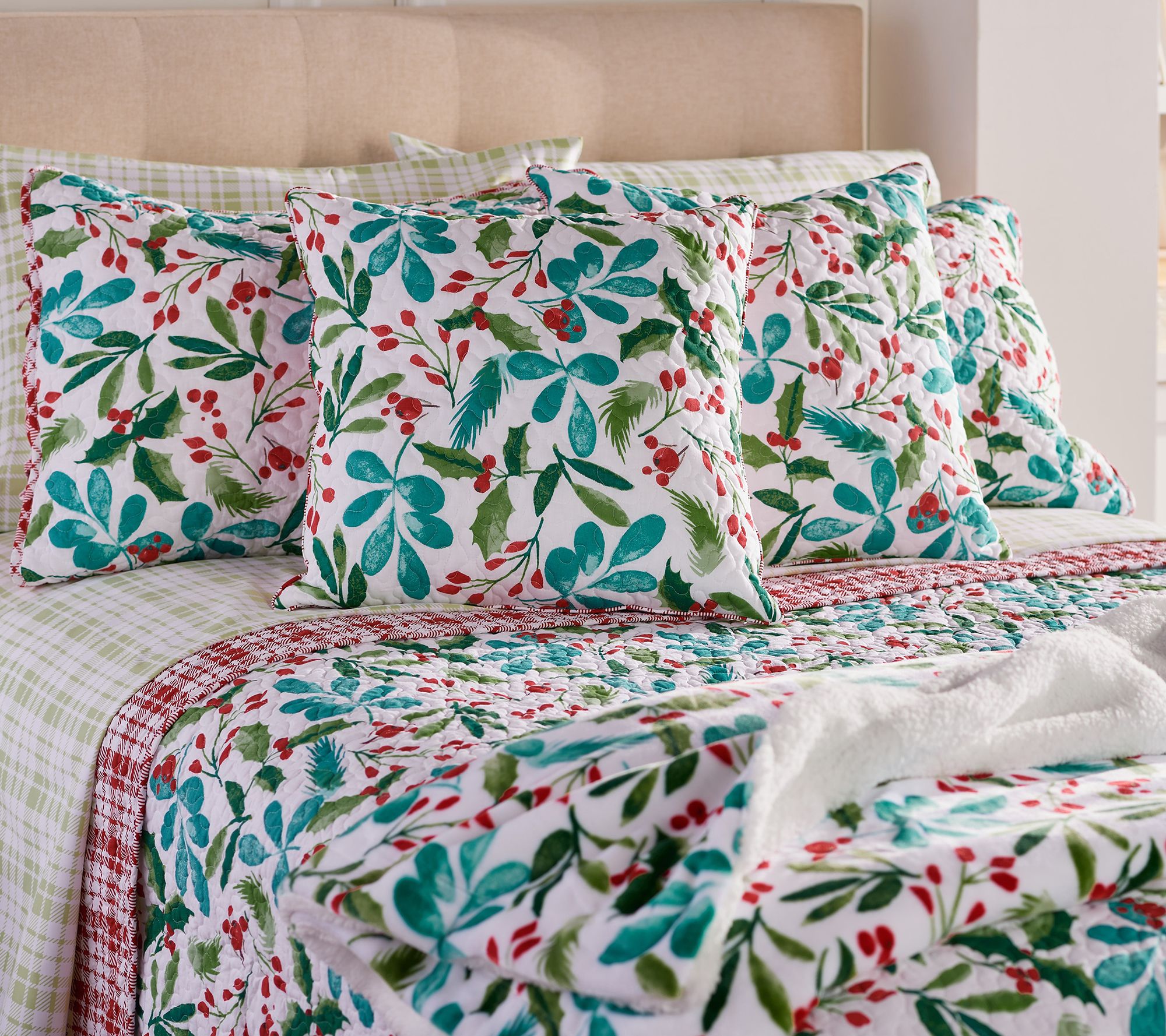 "As Is" Home Reflections Holiday Motif Reversible Quilt Set- King - QVC.com