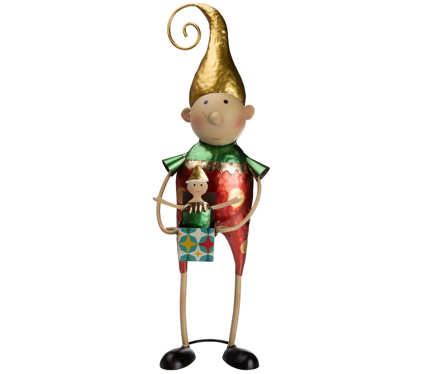 Evergreen Metal Elf with Yellow Hat Christmas Garden Statue - QVC.com