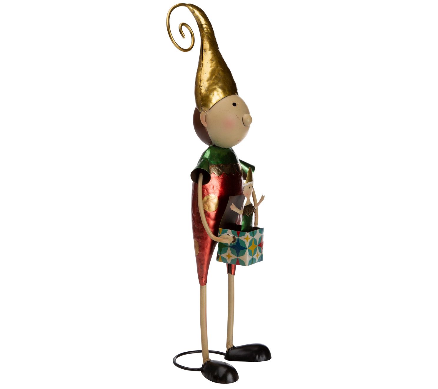 Evergreen Metal Elf with Yellow Hat Christmas Garden Statue - QVC.com