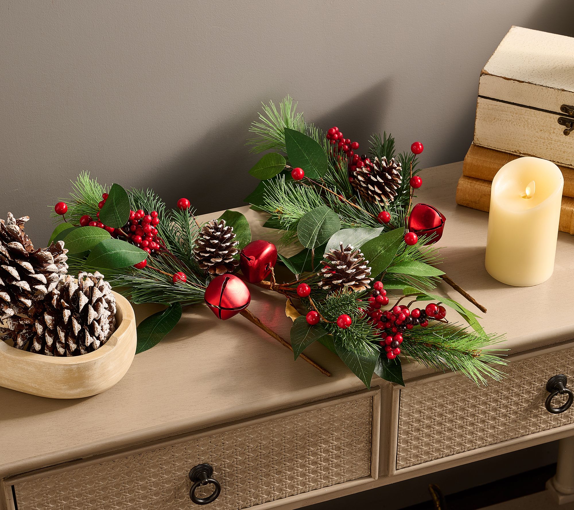 Set of 3 Berry, Pinecone and Greenery Picks by Valerie - QVC.com