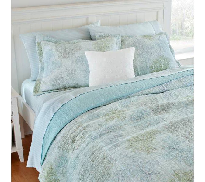 Laura Ashley Saltwater Blue King Quilt-Sham Set - QVC.com