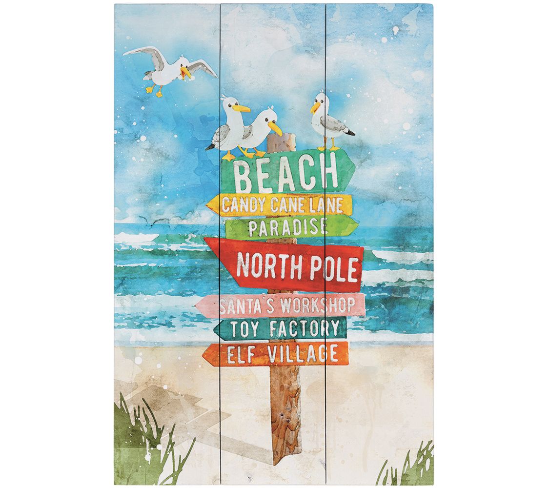 Sincere Surroundings 16" Christmas Beach Sign Rustic Pallet - QVC.com