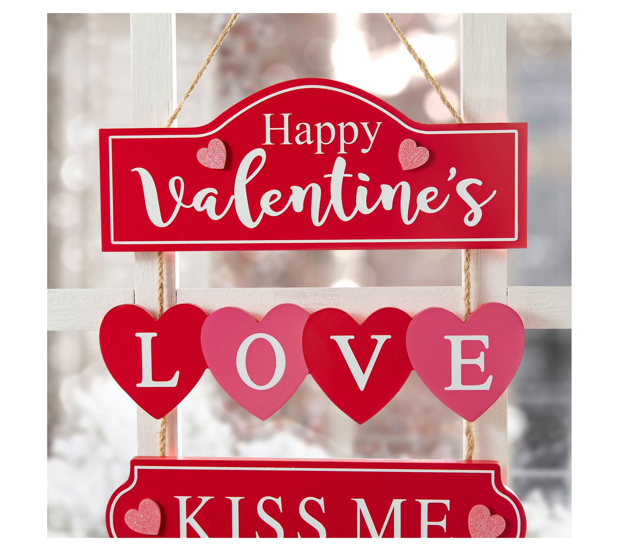 Glitzhome 13.5"H Valentine's Wooden LOVE Sign Door Hanger - QVC.com