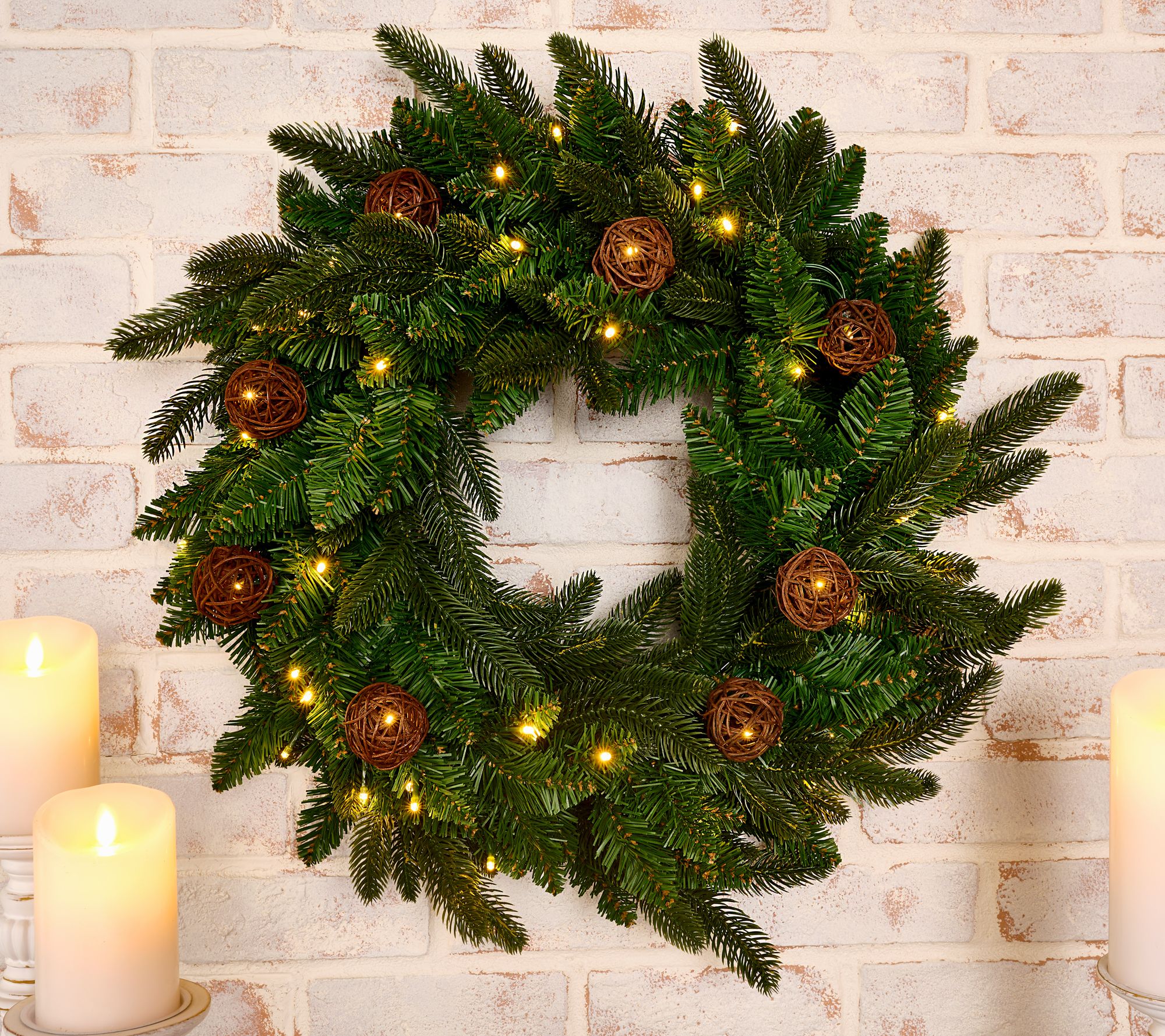 "As Is" Martha Stewart Illuminated 24" Wreath with Rattan Ornament ...