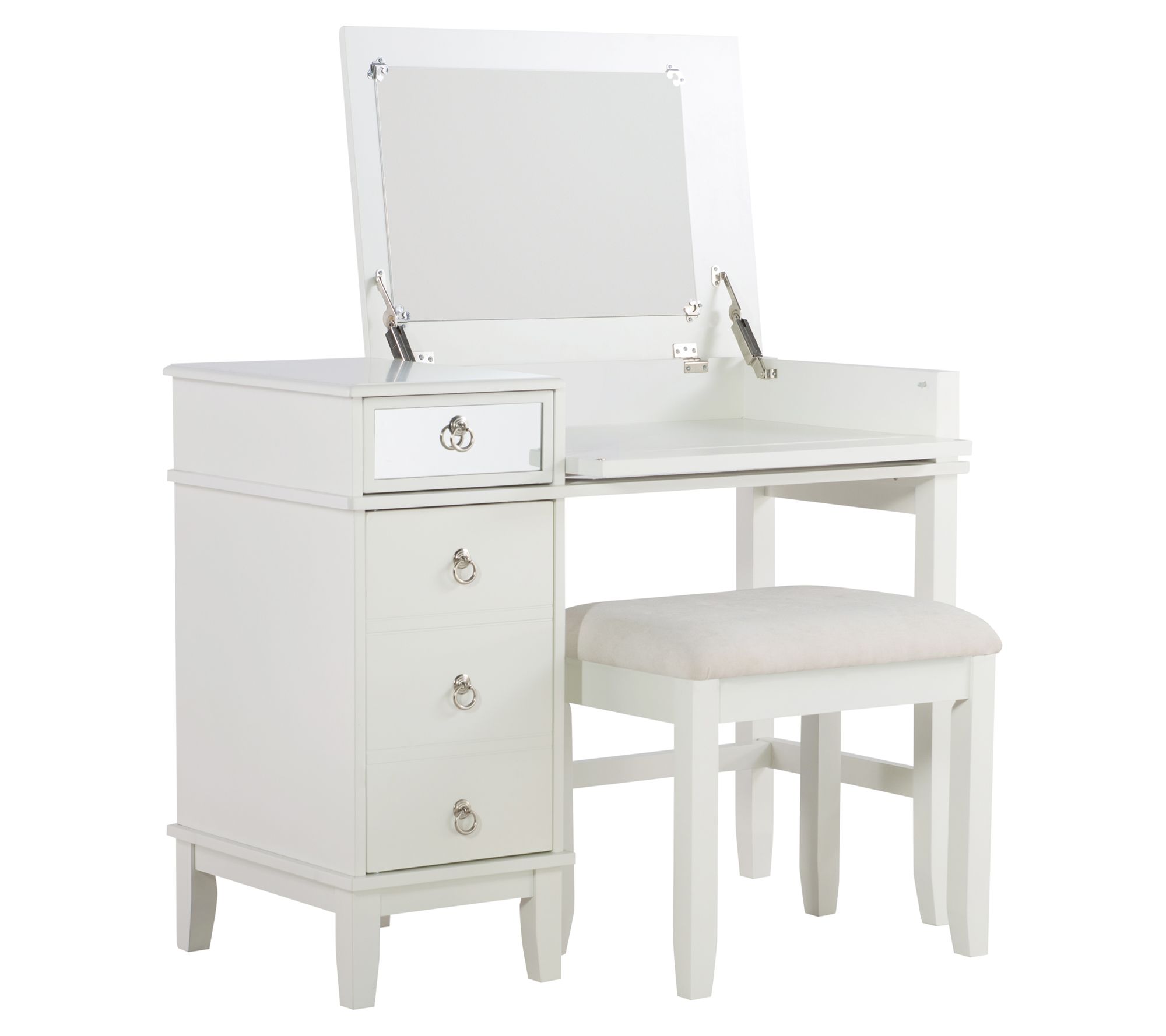 Linon Home Ethel Lift Top Vanity Set W/ StorageDrawer & Stool - QVC.com
