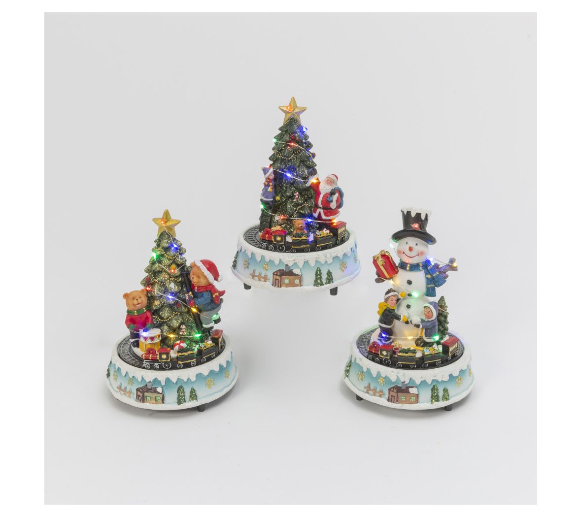 Gerson International S/3 Lighted Musical Trainswith Snowman - QVC.com