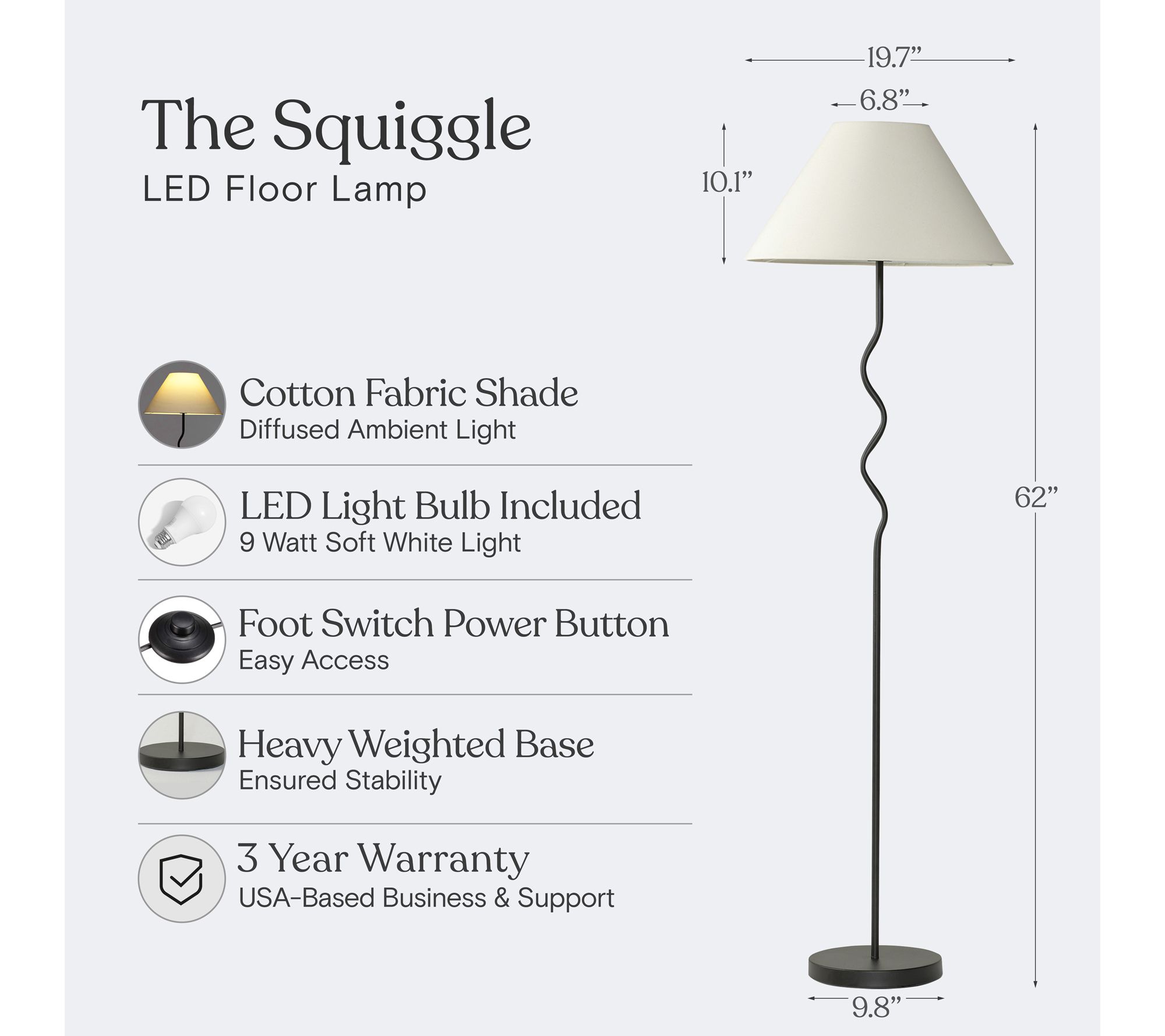 Brightech Squiggle Floor 62" Accent Standing Column Floor Lamp - QVC.com
