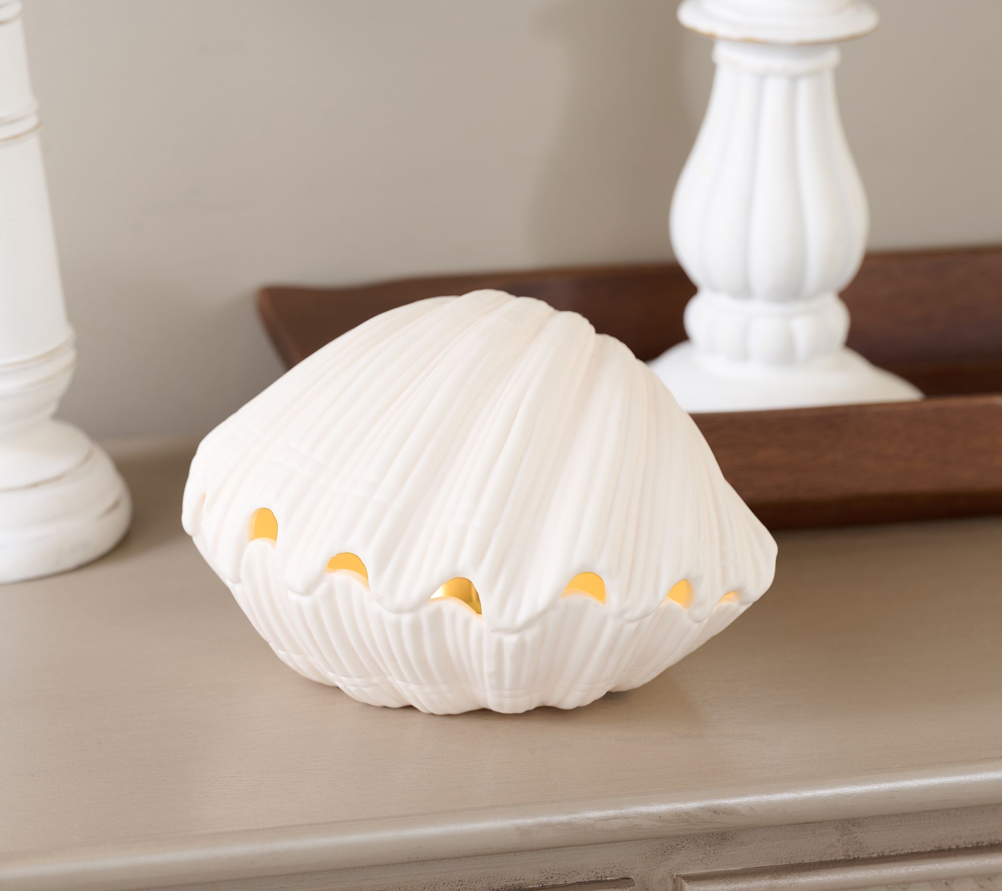 Illuminated Porcelain Clam Shell by Valerie - QVC.com