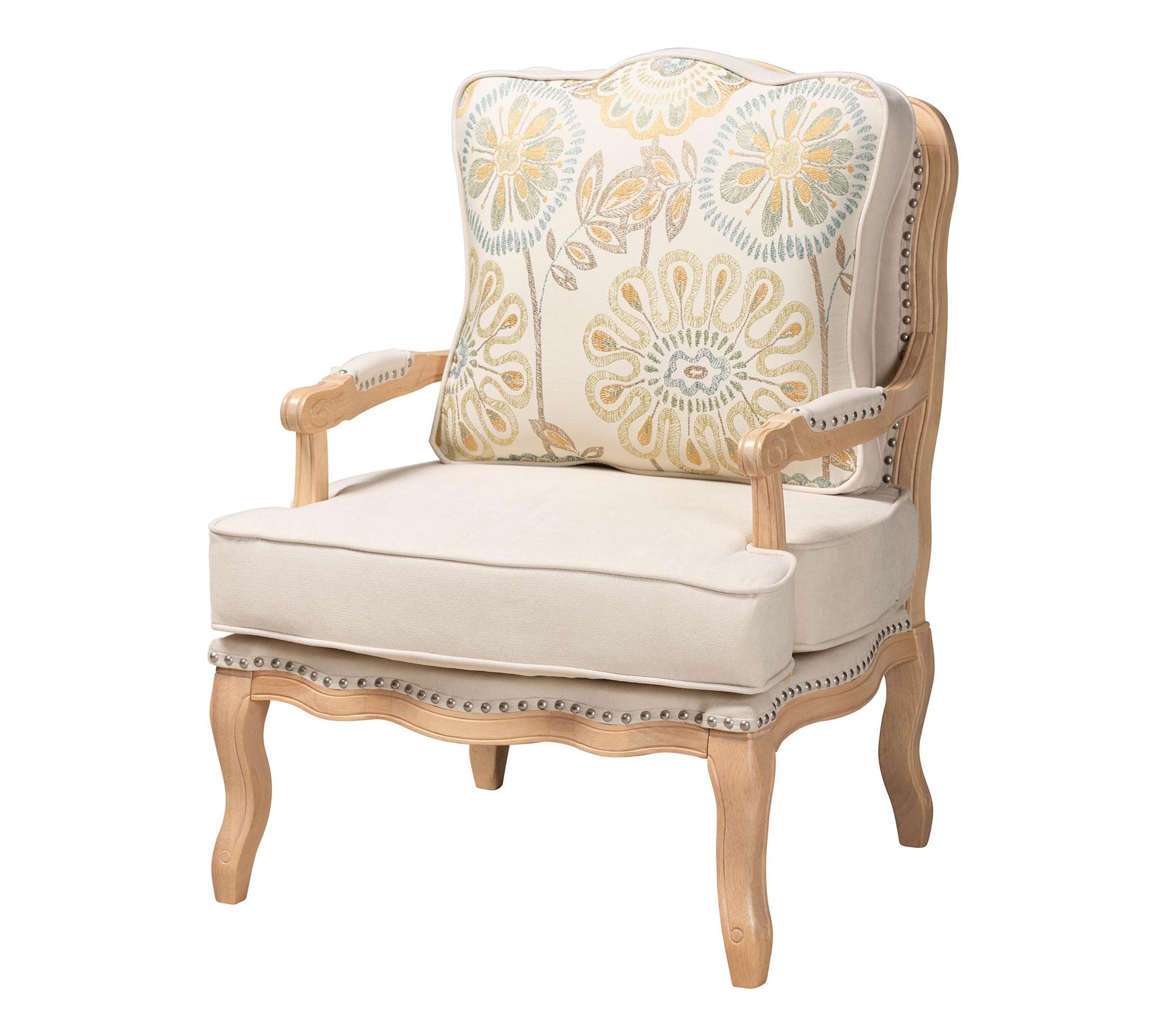 Baxton Studio Andre Fabric and Wood Accent Chair - QVC.com