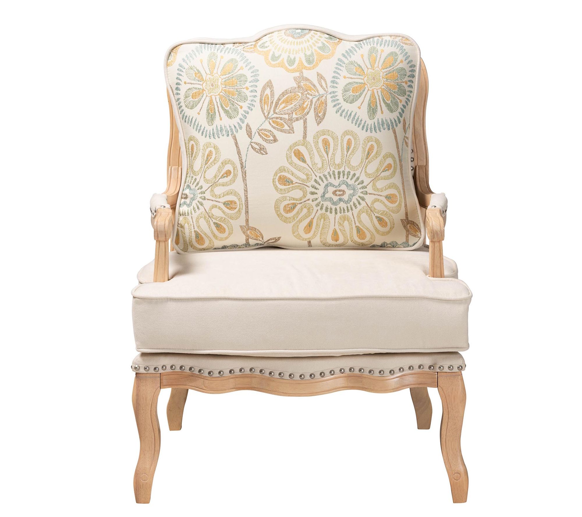 Baxton Studio Andre Fabric and Wood Accent Chair - QVC.com