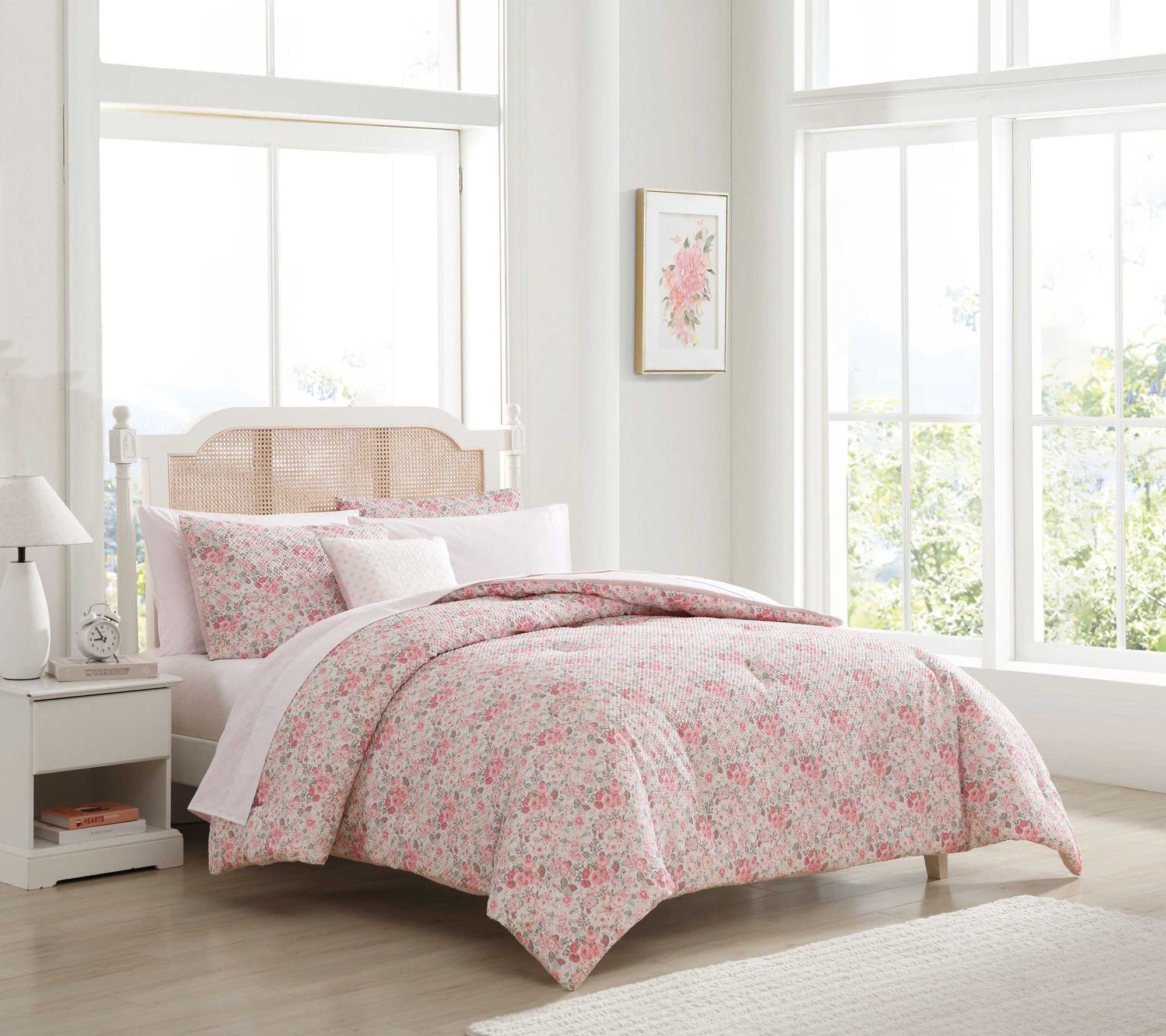 Laura Ashley Quartet Pink Twin XL Comforter Bed in a Bag Set - QVC.com