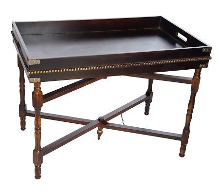 Linda Dano Two Piece Multi Position Wood Campaign Table - QVC.com