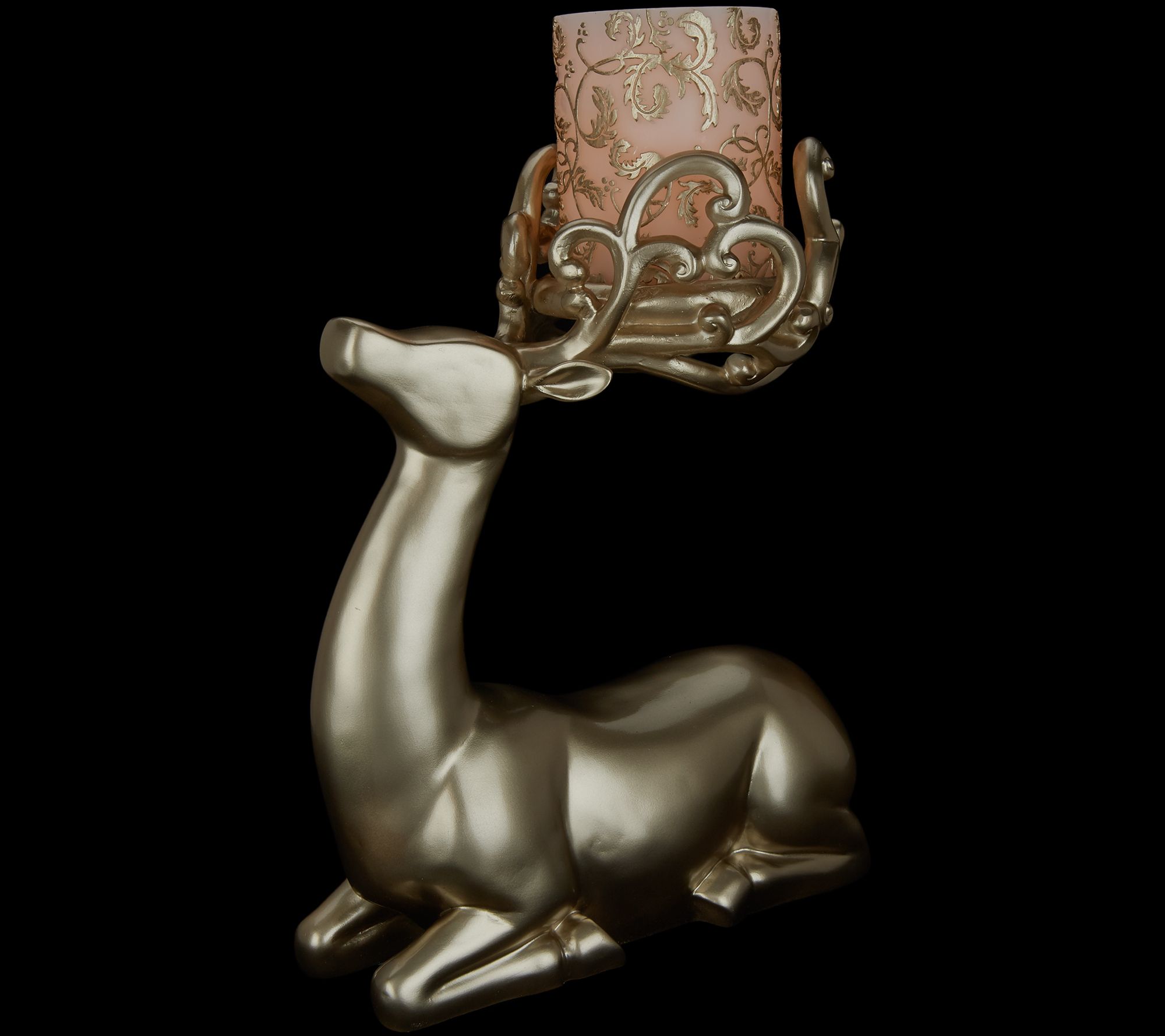 Kringle Express 15" Reindeer Oversized Candle Holder with Candle - QVC.com