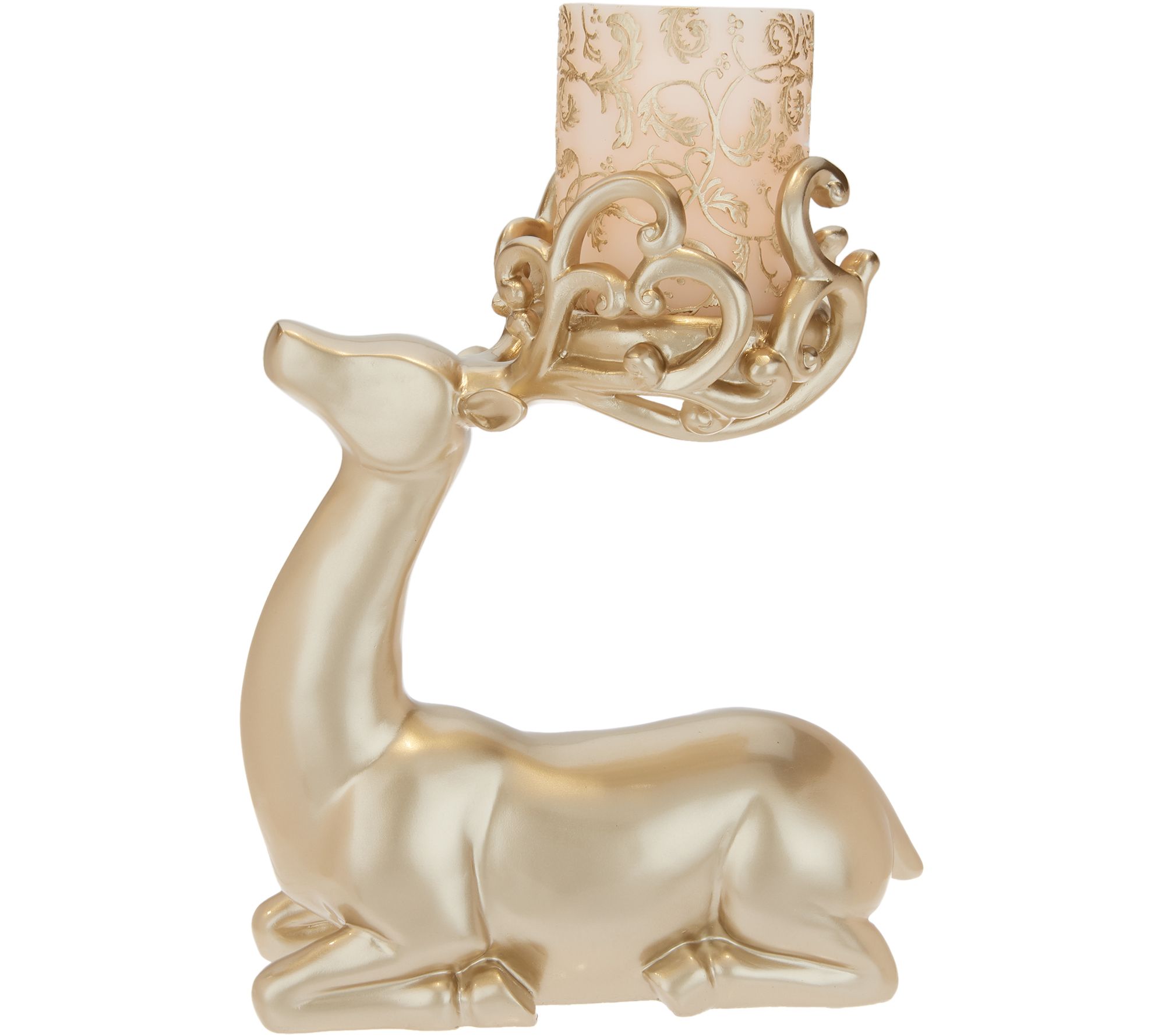 Kringle Express 15" Reindeer Oversized Candle Holder with Candle - QVC.com