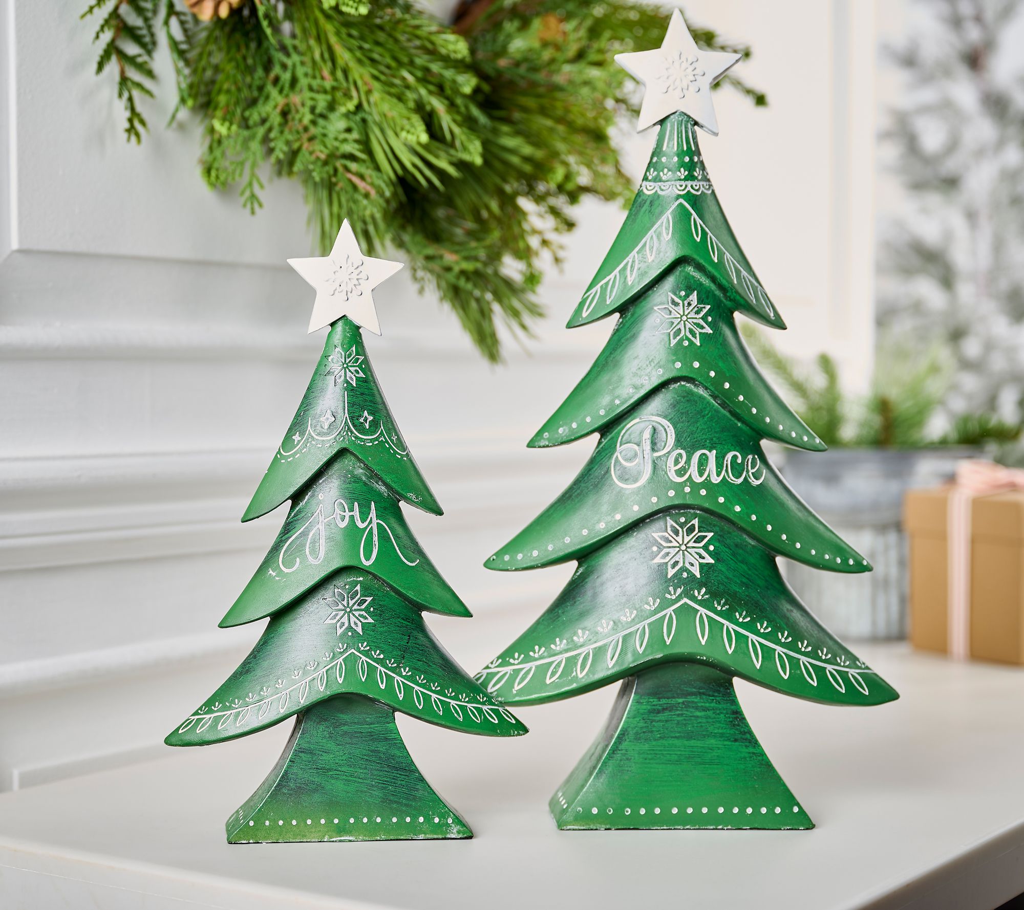 Set of 2 Joy and Peace Trees by Valerie - QVC.com