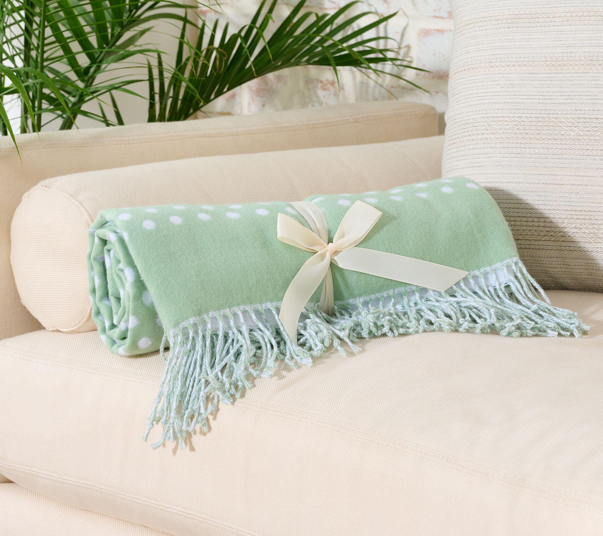 "As Is" Home Reflections Dot Throw with Fringe - QVC.com