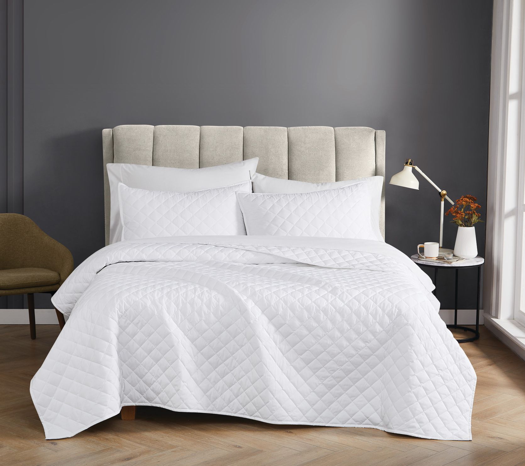 Cannon Solid Percale King 3-Piece Quilt Set - QVC.com