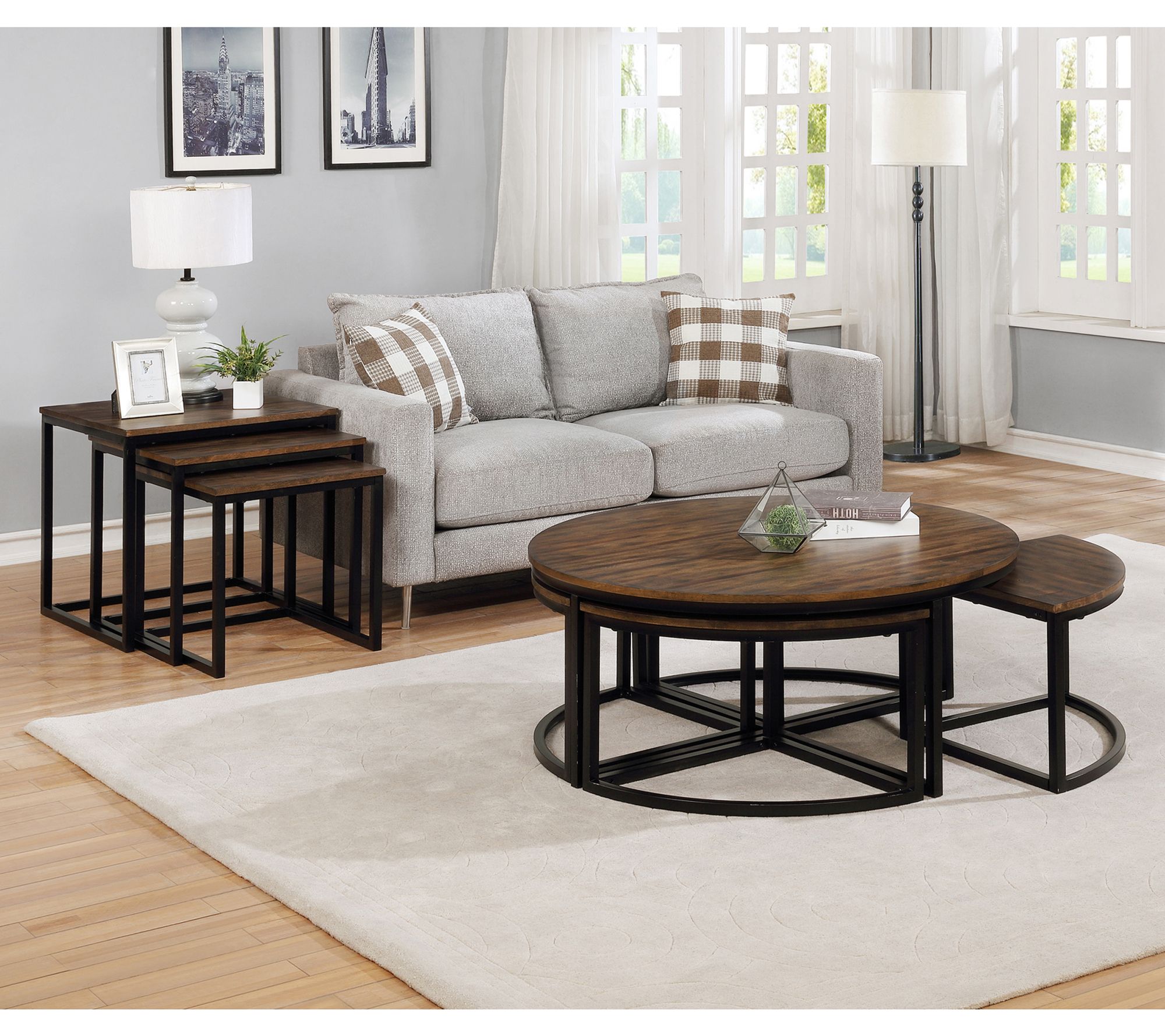 Alaterre Furniture 42" Round Coffee Table with Nesting Tables - QVC.com