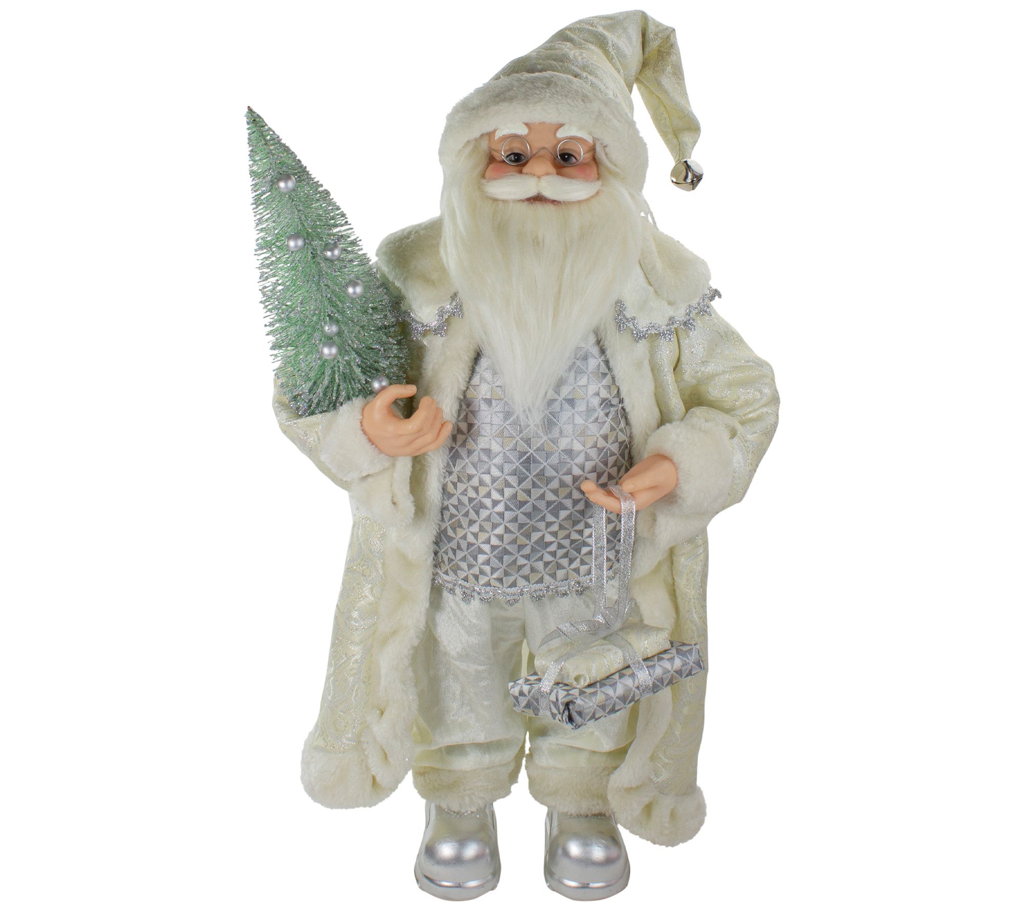 Northlight 2' Standing Santa Figure Carrying a Green Pine Tree - QVC.com