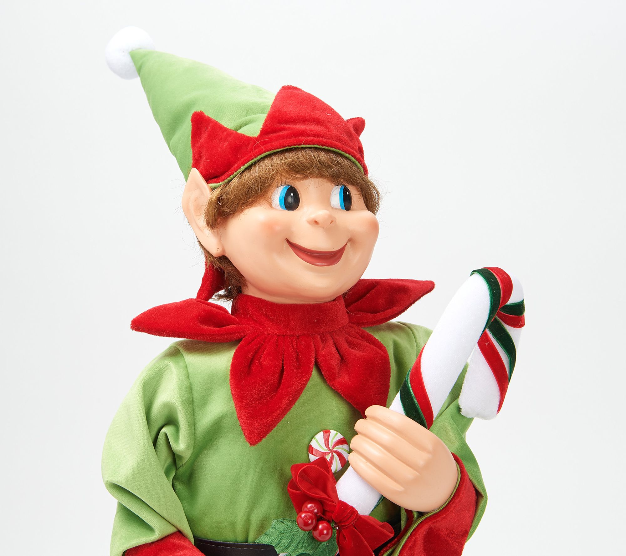 "As Is" 27" Oversized Elf Figure with Peppermint Candy - QVC.com