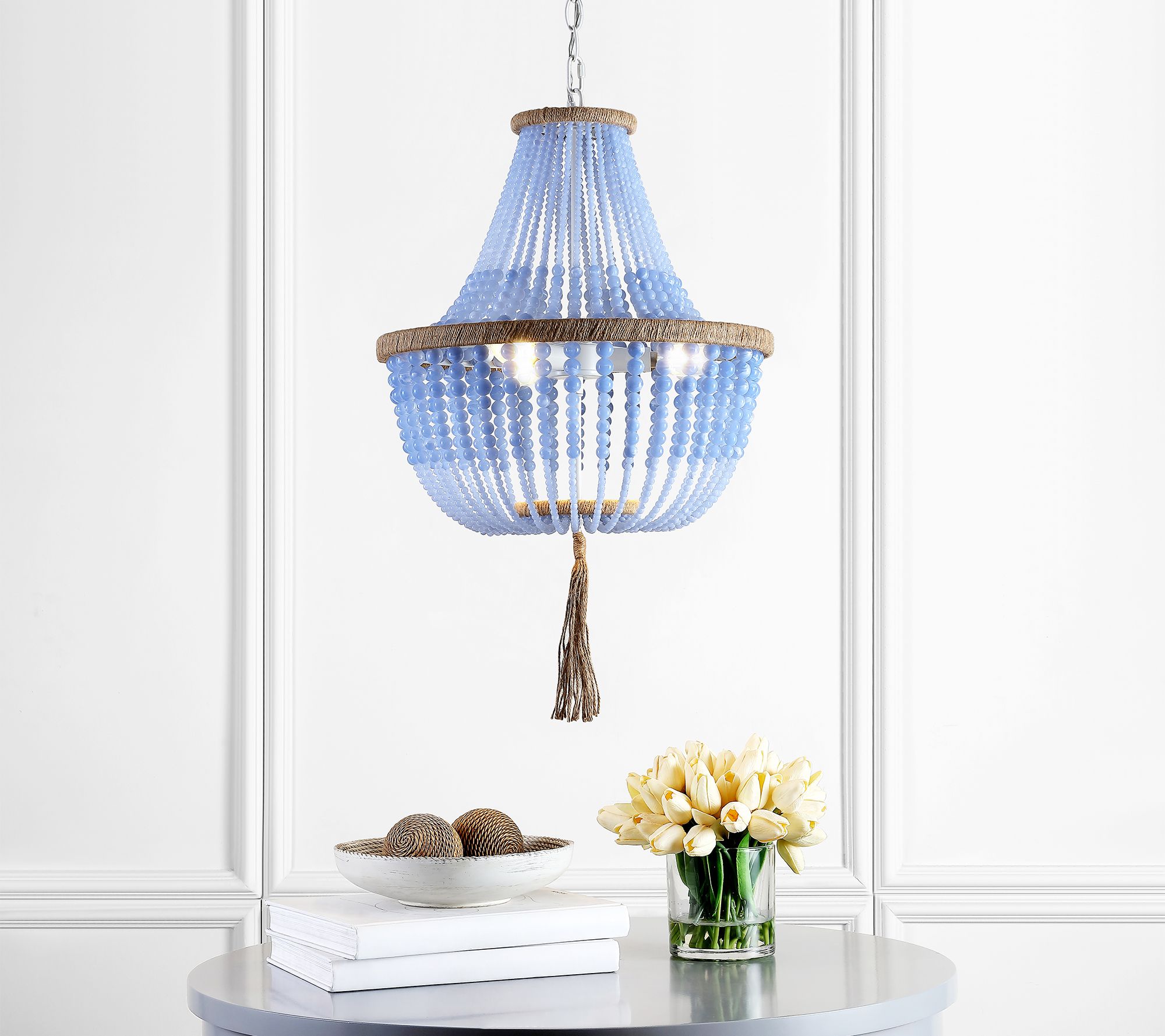 Safavieh Lush Kristi 3-Light 16.5"Diam Beaded Pendant - QVC.com