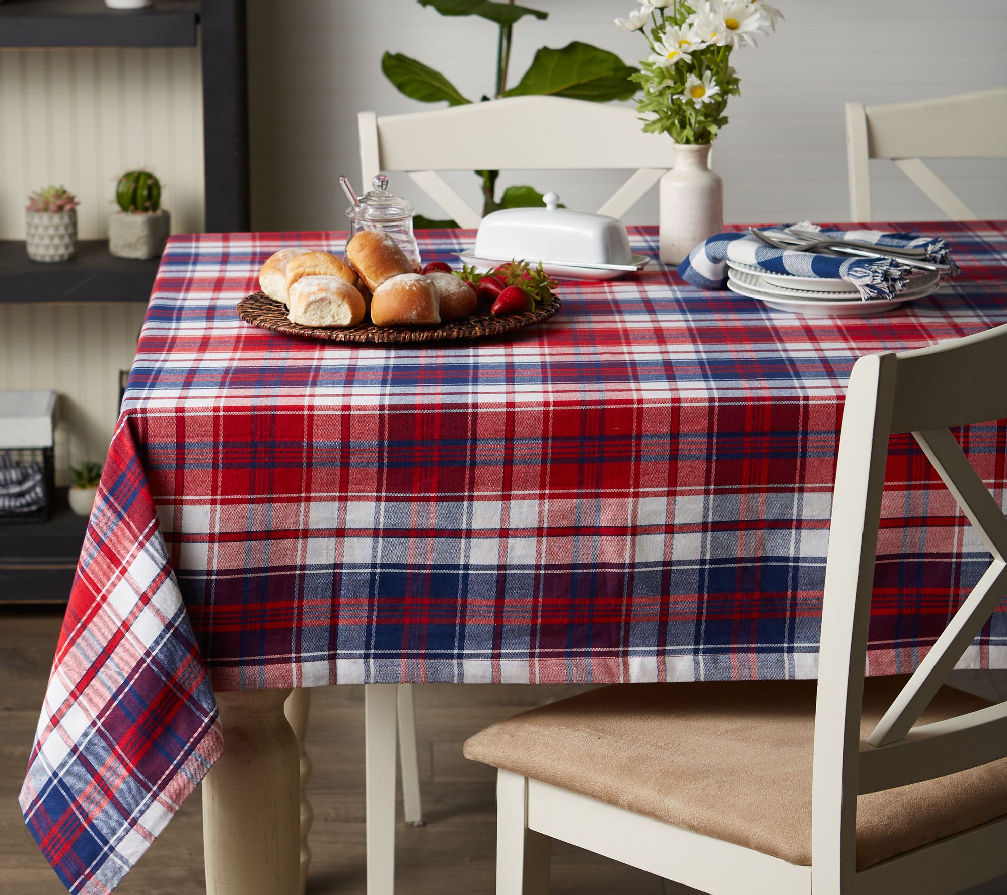 Design Imports 52x52 Americana Plaid Tablecloth - QVC.com