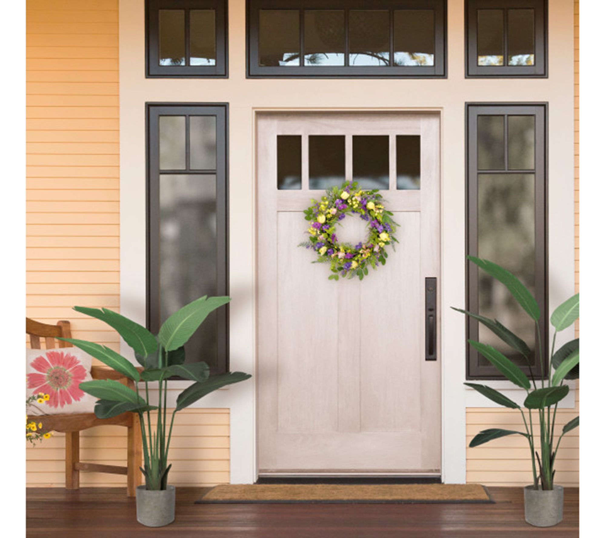 30" Artificial Lavender Floral Spring Wreath - QVC.com