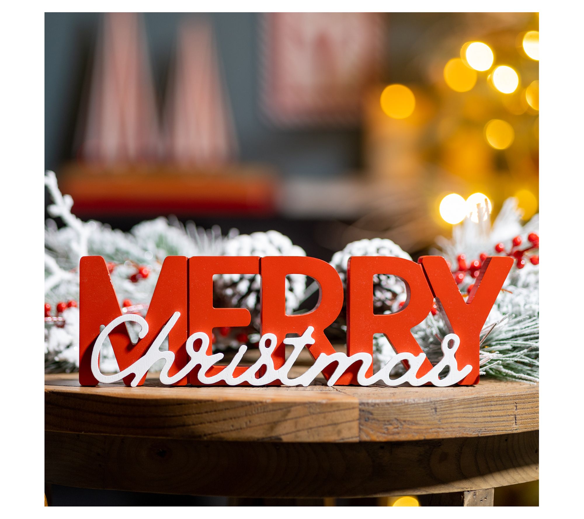 Melrose Wooden Merry Christmas Sign 11"L - QVC.com