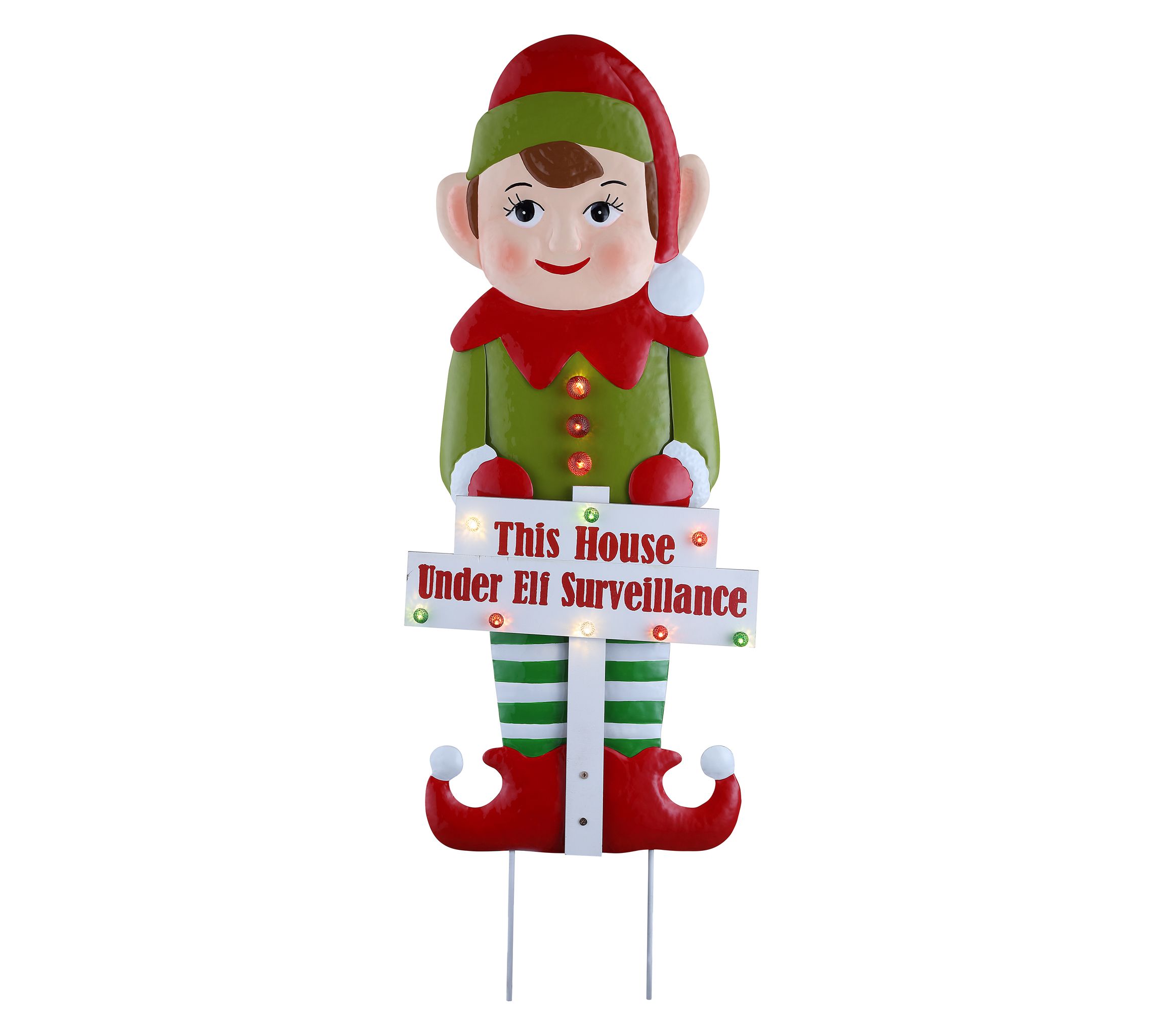 Mr. Christmas 38 in. Outdoor Metal Elf Sign - QVC.com