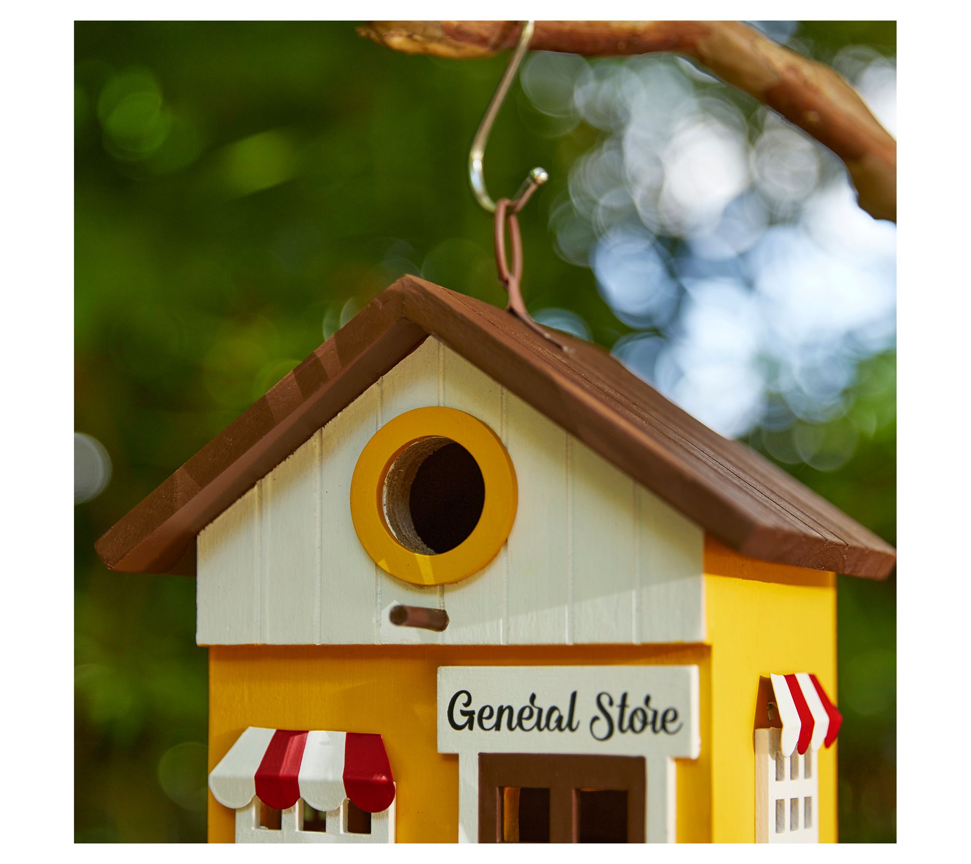 Glitzhome 10" Modern Wood General Store Decorative Birdhouse - QVC.com