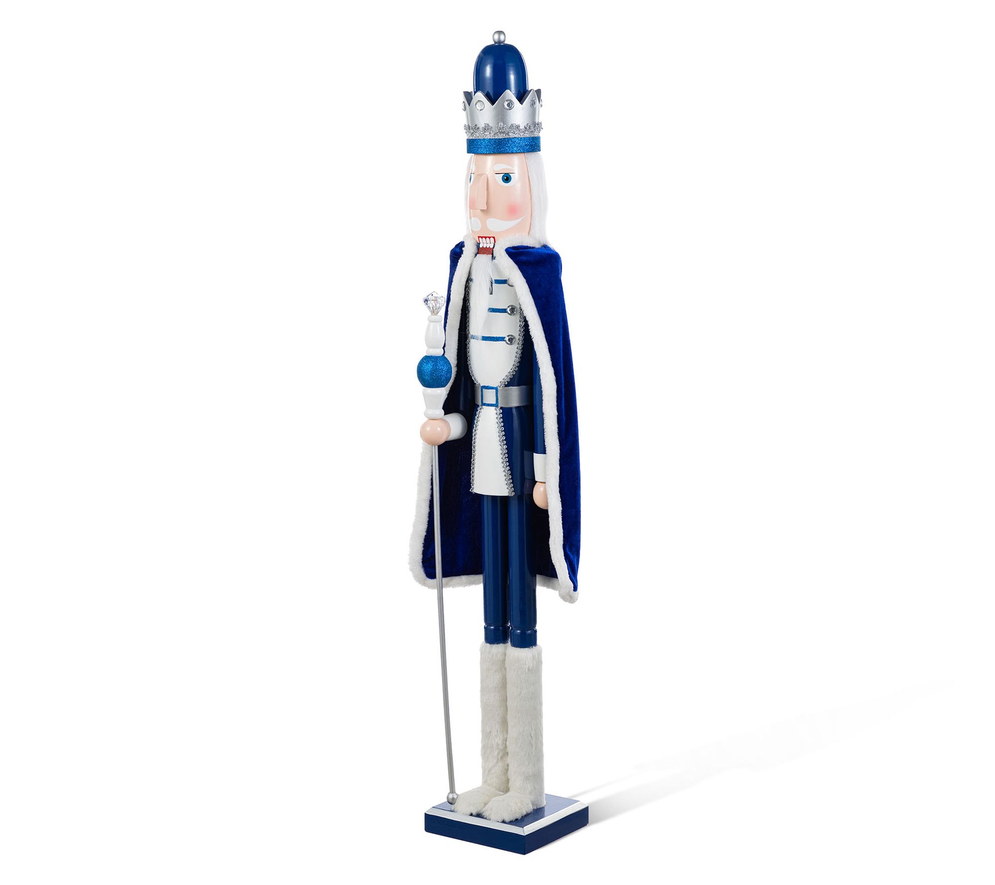 Glitzhome 42"H Wooden Christmas Blue Dressed King Nutcracker - QVC.com